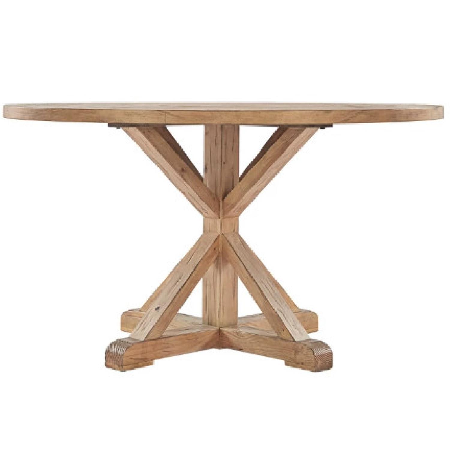Inspire Q Sierra Round Farmhouse Pedestal Base Dining Table - AptDeco