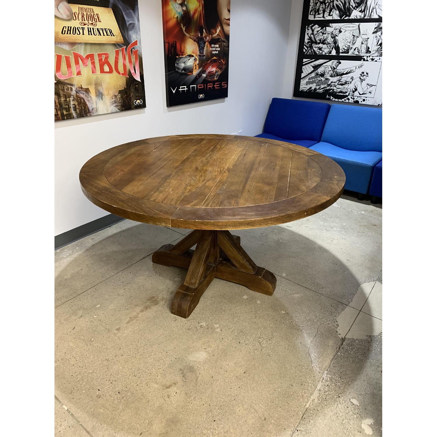 Inspire Q Sierra Round Farmhouse Pedestal Base Dining Table