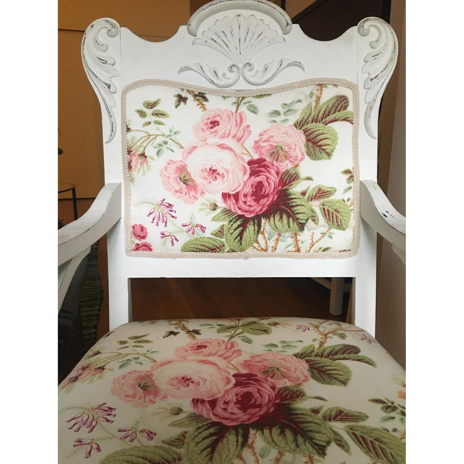 Anthropologie White Wood Floral Chair - AptDeco
