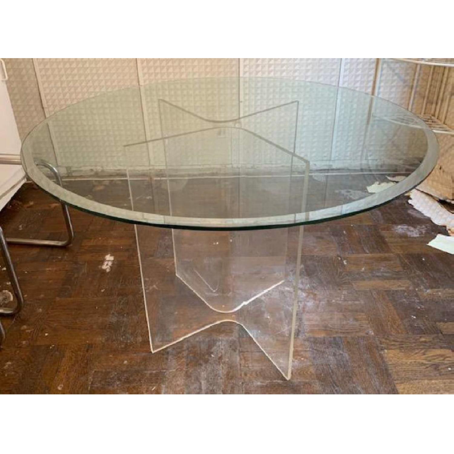 Glass Dining Table W 4 Lucite Chairs Aptdeco