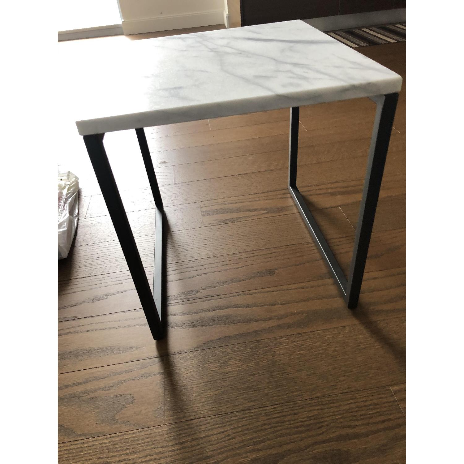 West Elm Streamline Marble Coffee Table + 2 Side Tables - AptDeco