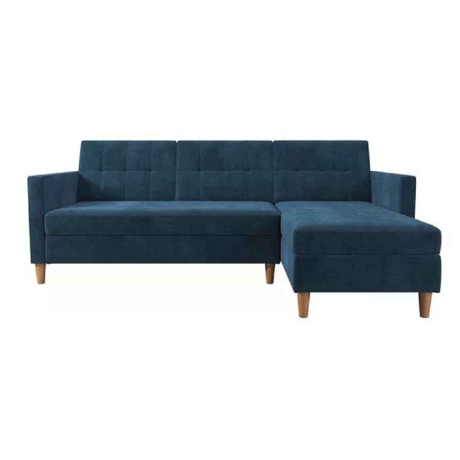 Hephzibah Blue Sleeper Sectional Sofa - AptDeco