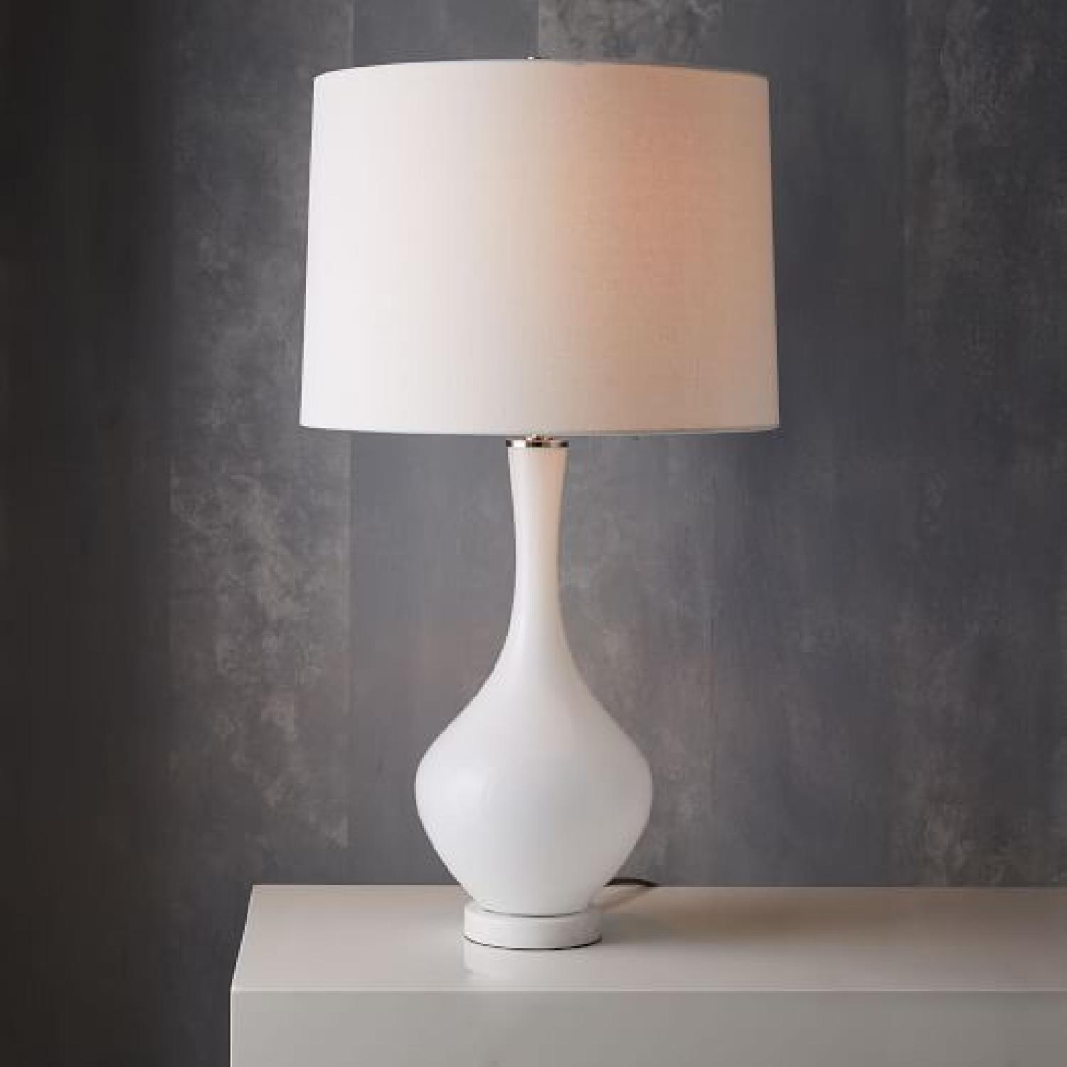 West Elm Tall White Glass Table Lamps - AptDeco