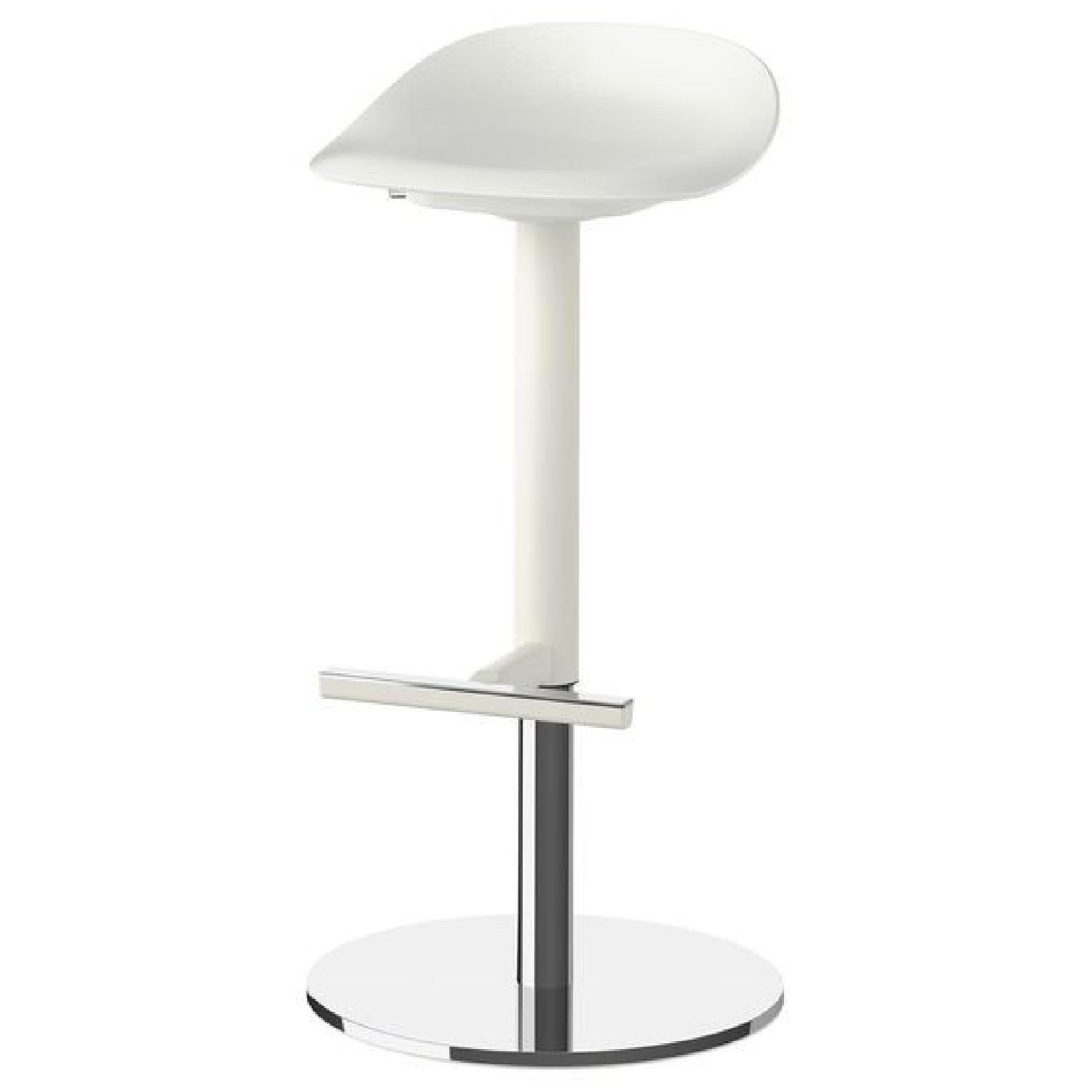 Ikea Billsta White Bar Table w/ 2 Janinge Bar Stools - AptDeco