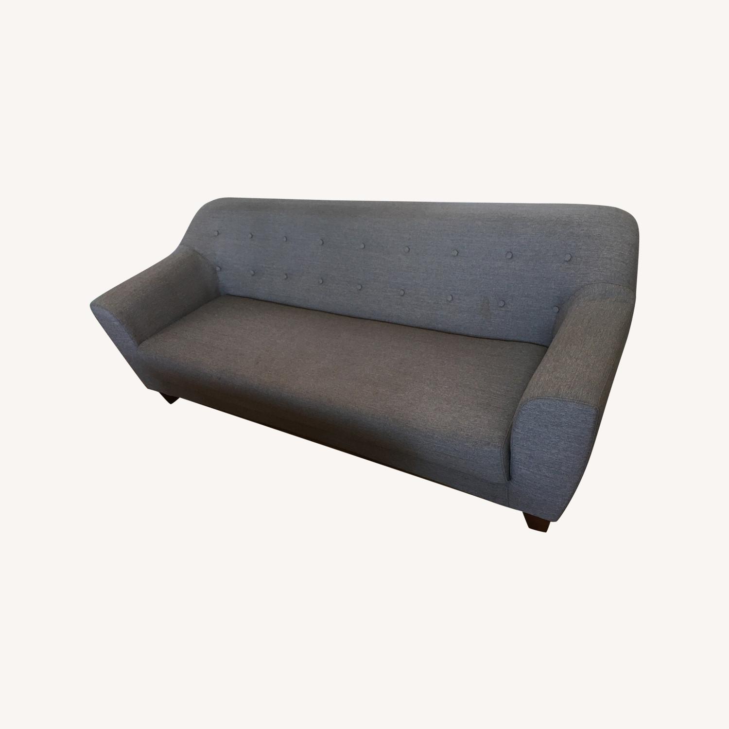 CB2 Dark Grey Button Tufted Sofa - AptDeco