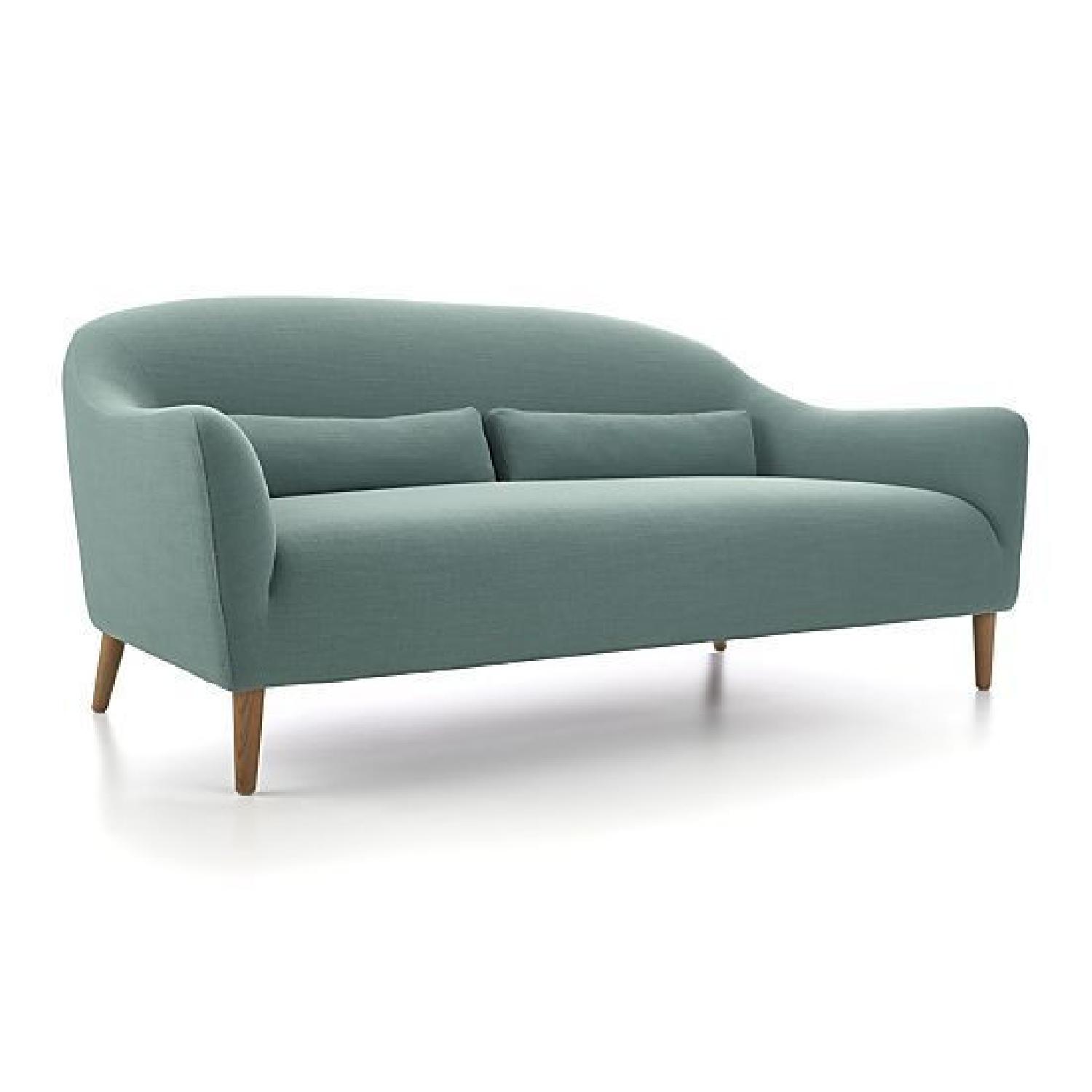 Crate & Barrel Stone Blue Mid-Century Modern Sofa - AptDeco