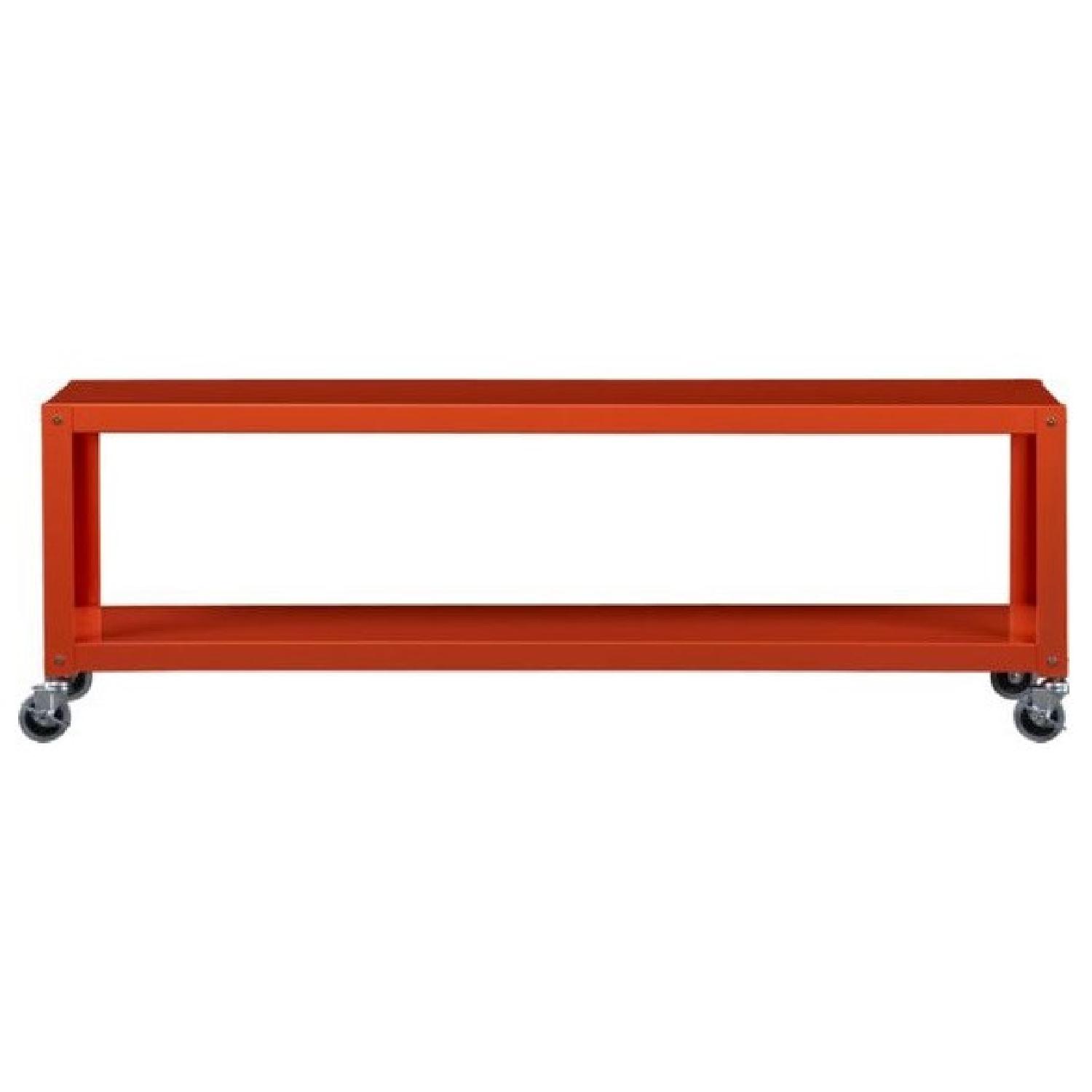 CB2 Go Cart Orange 2 Shelf Media Unit - AptDeco