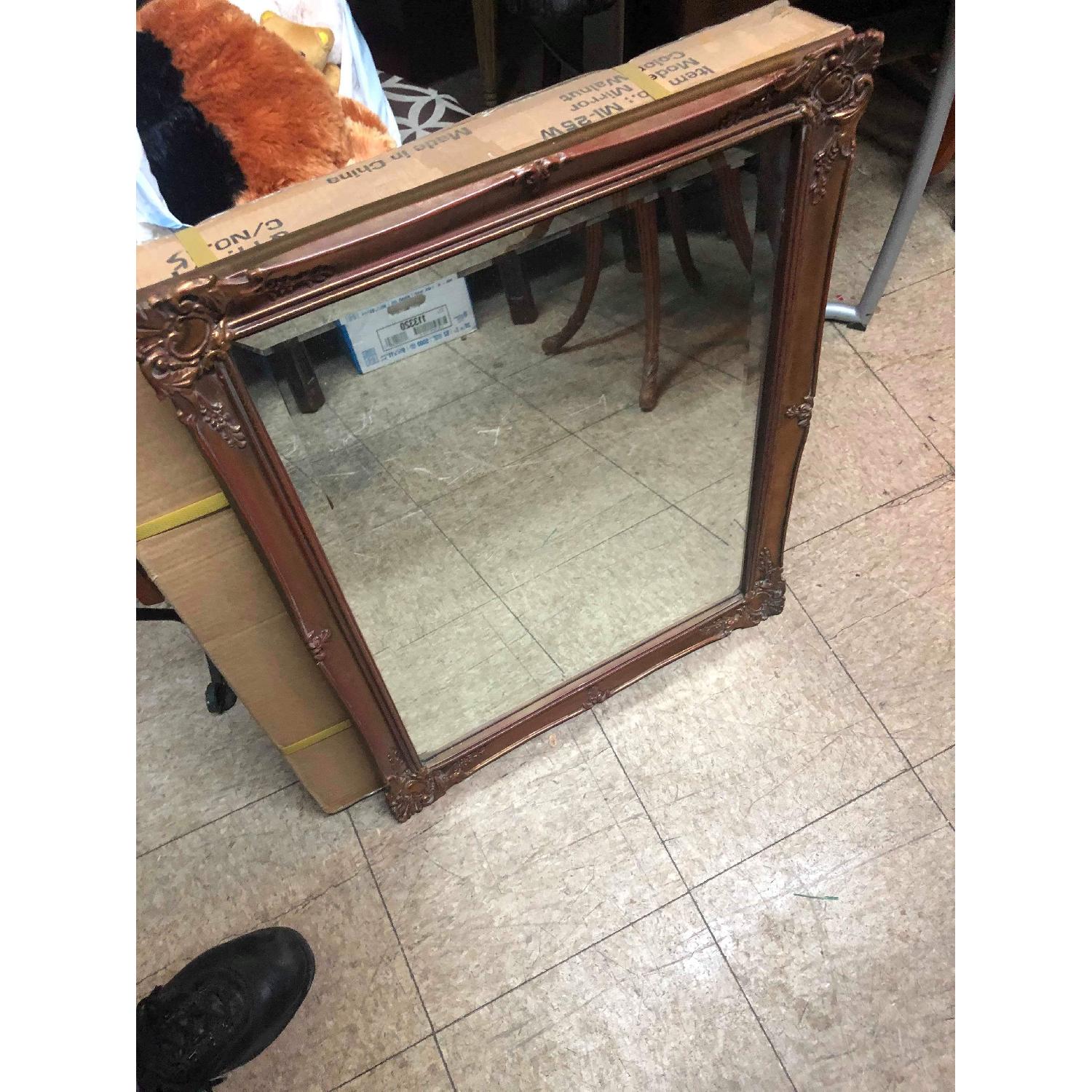 Vintage 1970s Wooden Framed Beverly Wall Mirror - AptDeco