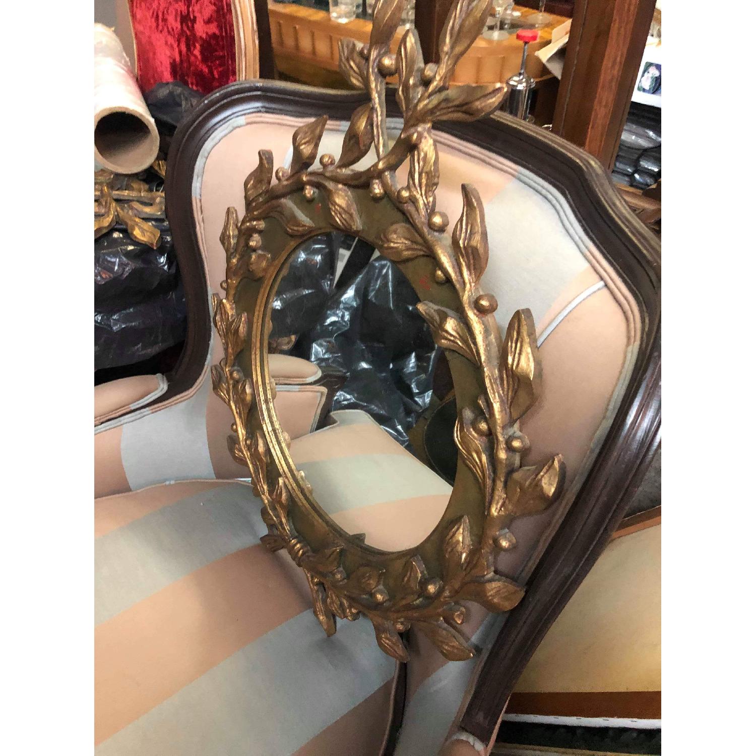 Antique 1940s Gold Painted Wooden Framed Mirror - AptDeco
