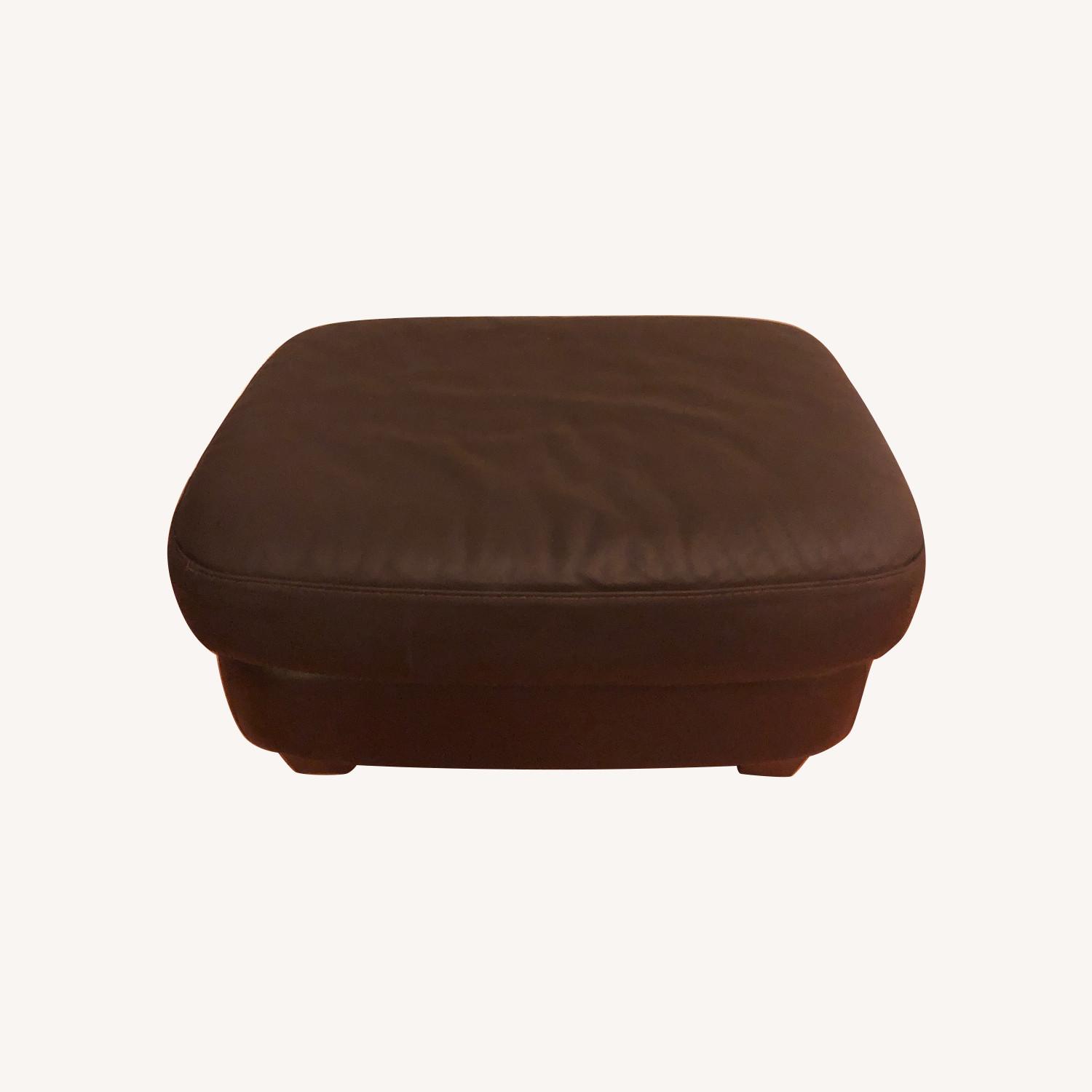 Natuzzi Brown Leather Ottoman - AptDeco