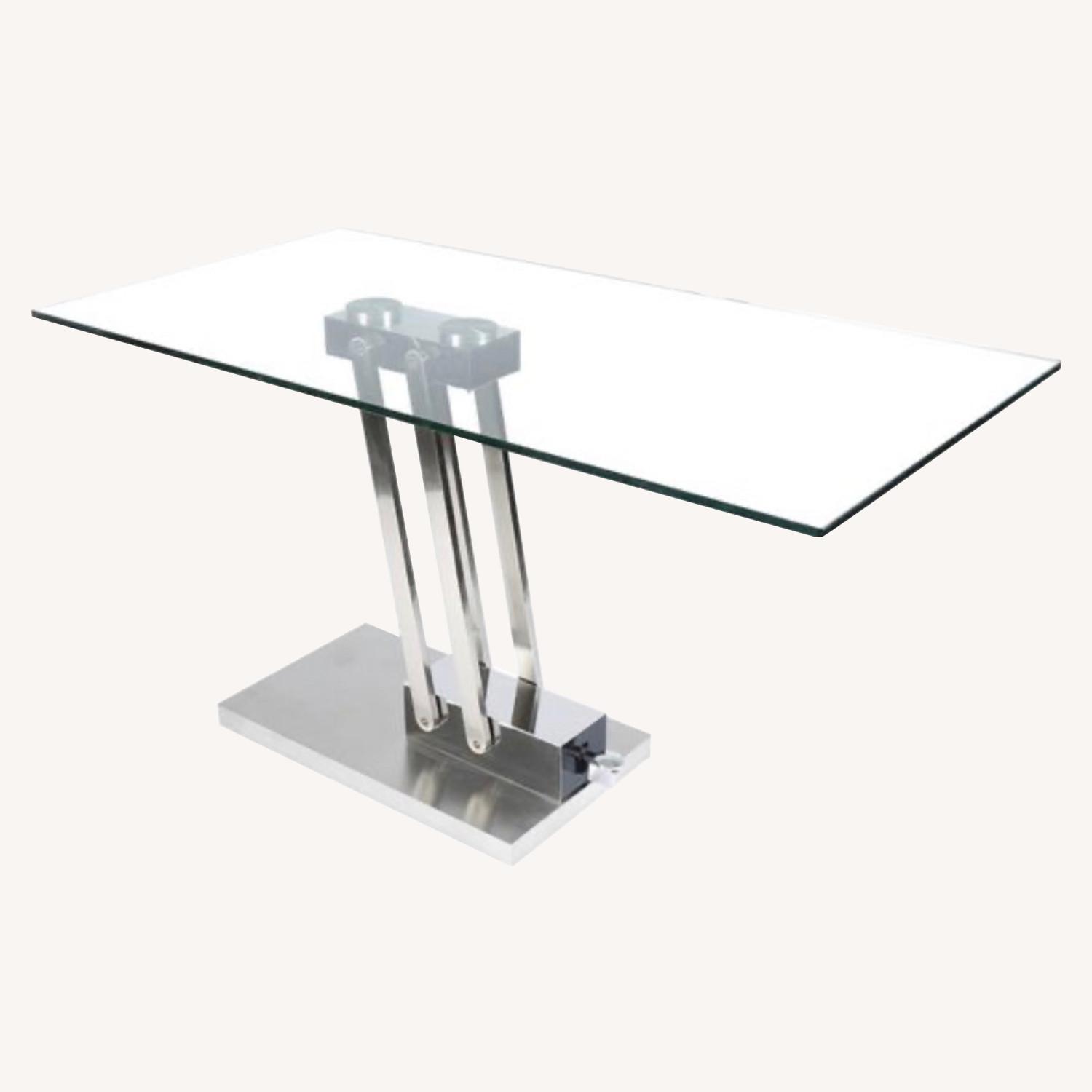 Height Adjustable Glass Top Dining Table - AptDeco