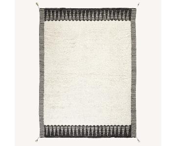 West Elm Ikat Border Shag Rug - AptDeco
