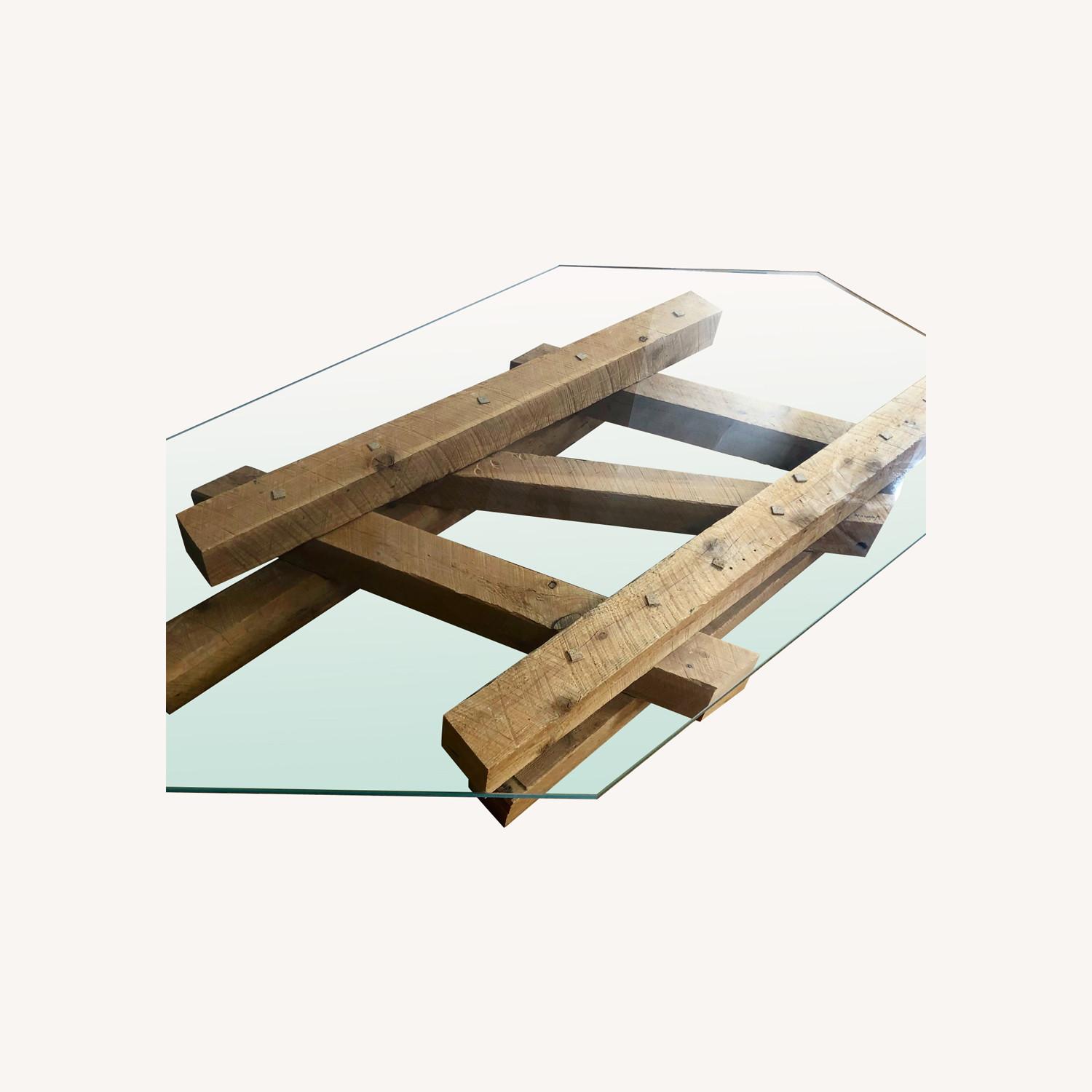 Stunning glass & wood coffee/accent table - AptDeco