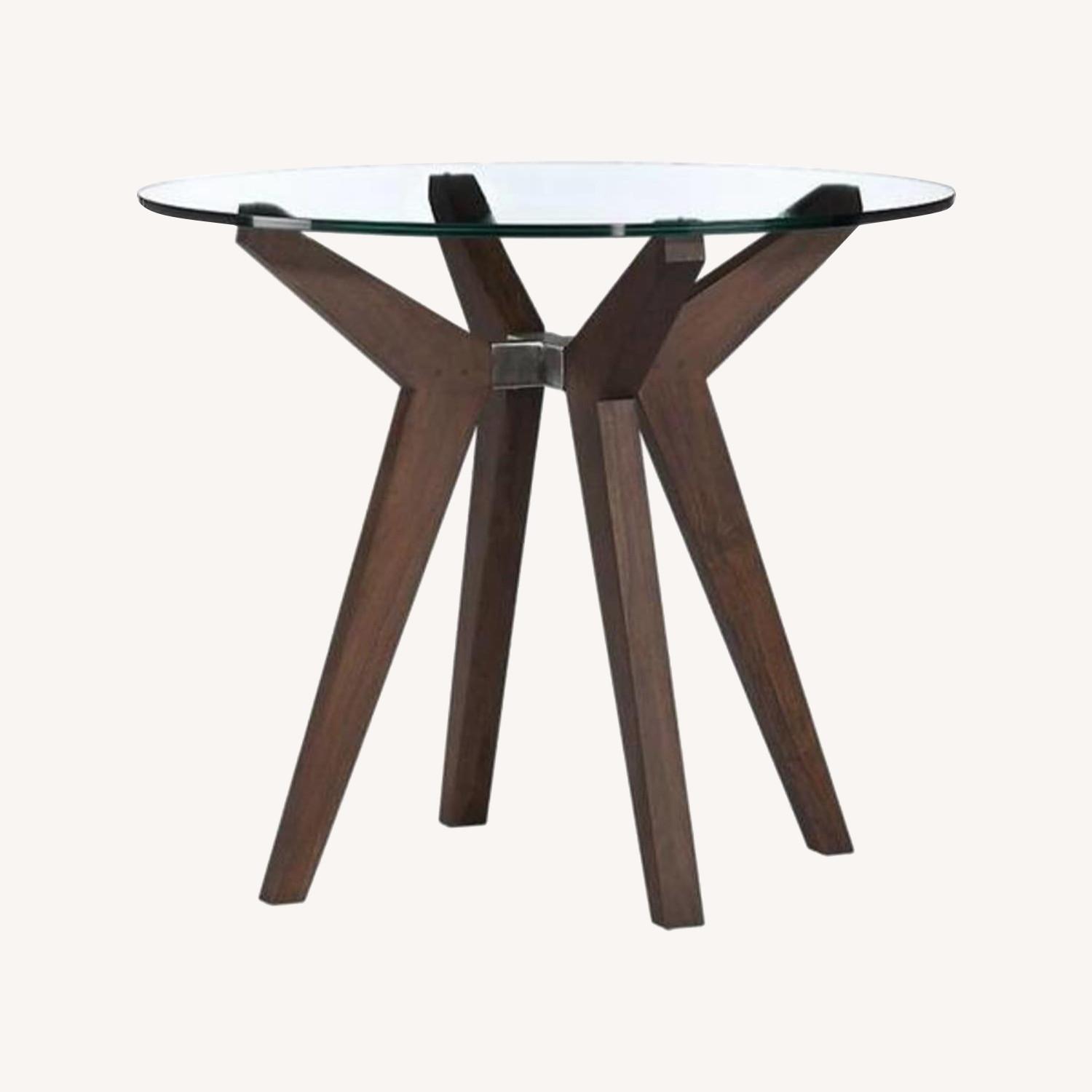 Crate & Barrel Strut 36" Glass Top Table - AptDeco