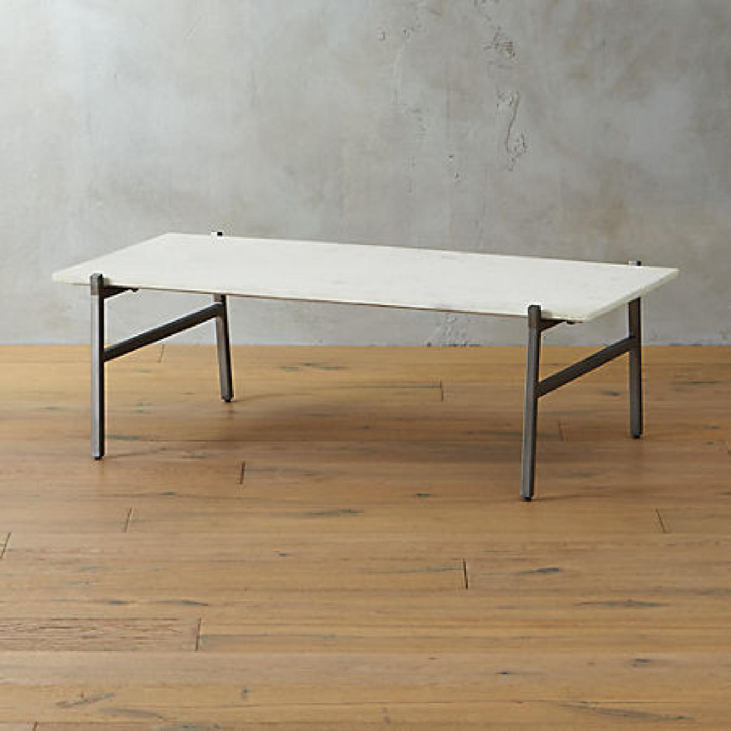 CB2 White Marble Coffee Table - AptDeco
