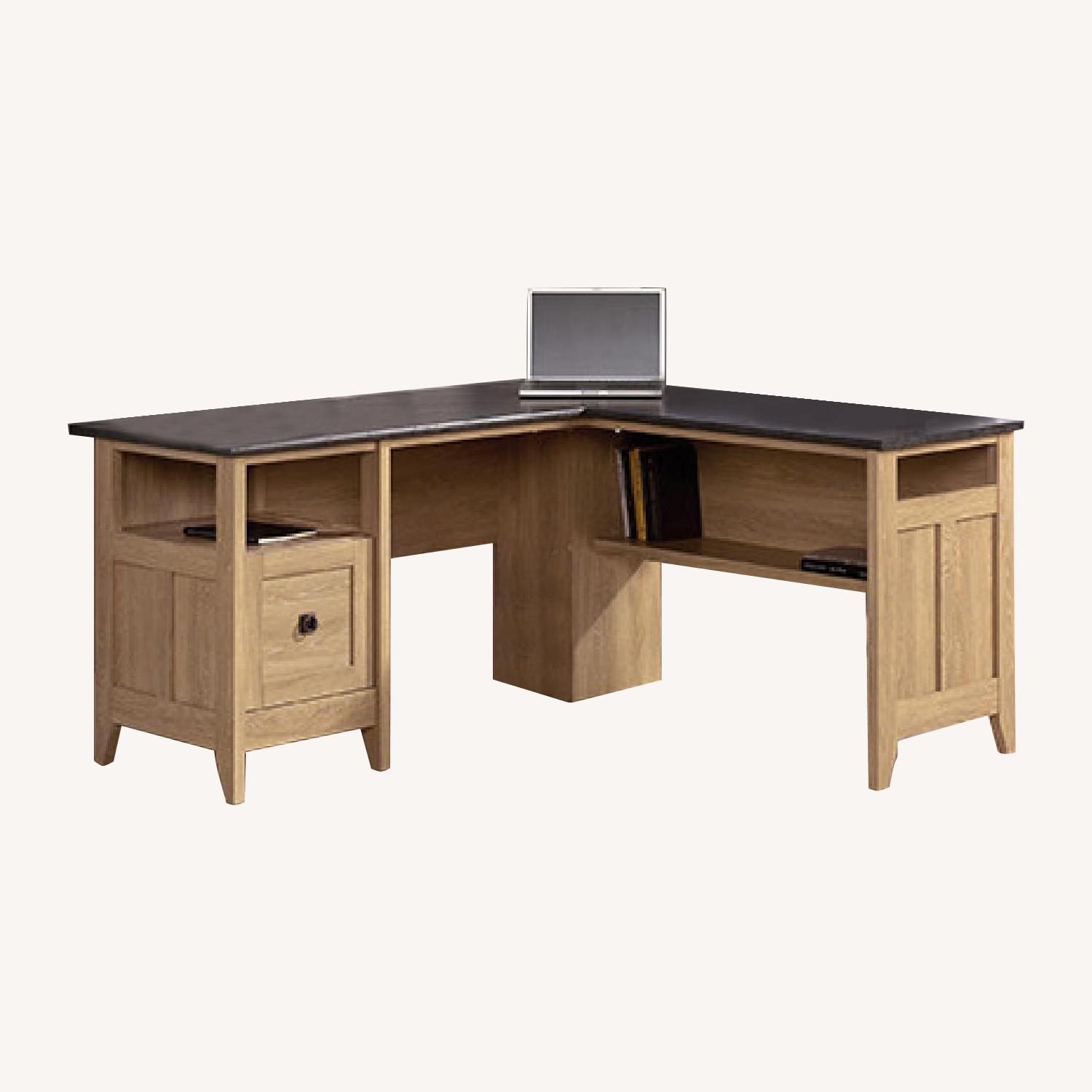 L-Shaped Wood Desk - AptDeco