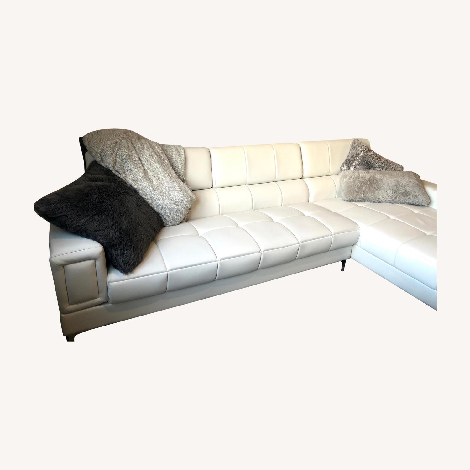 White leather L-shape Sectional couch - AptDeco