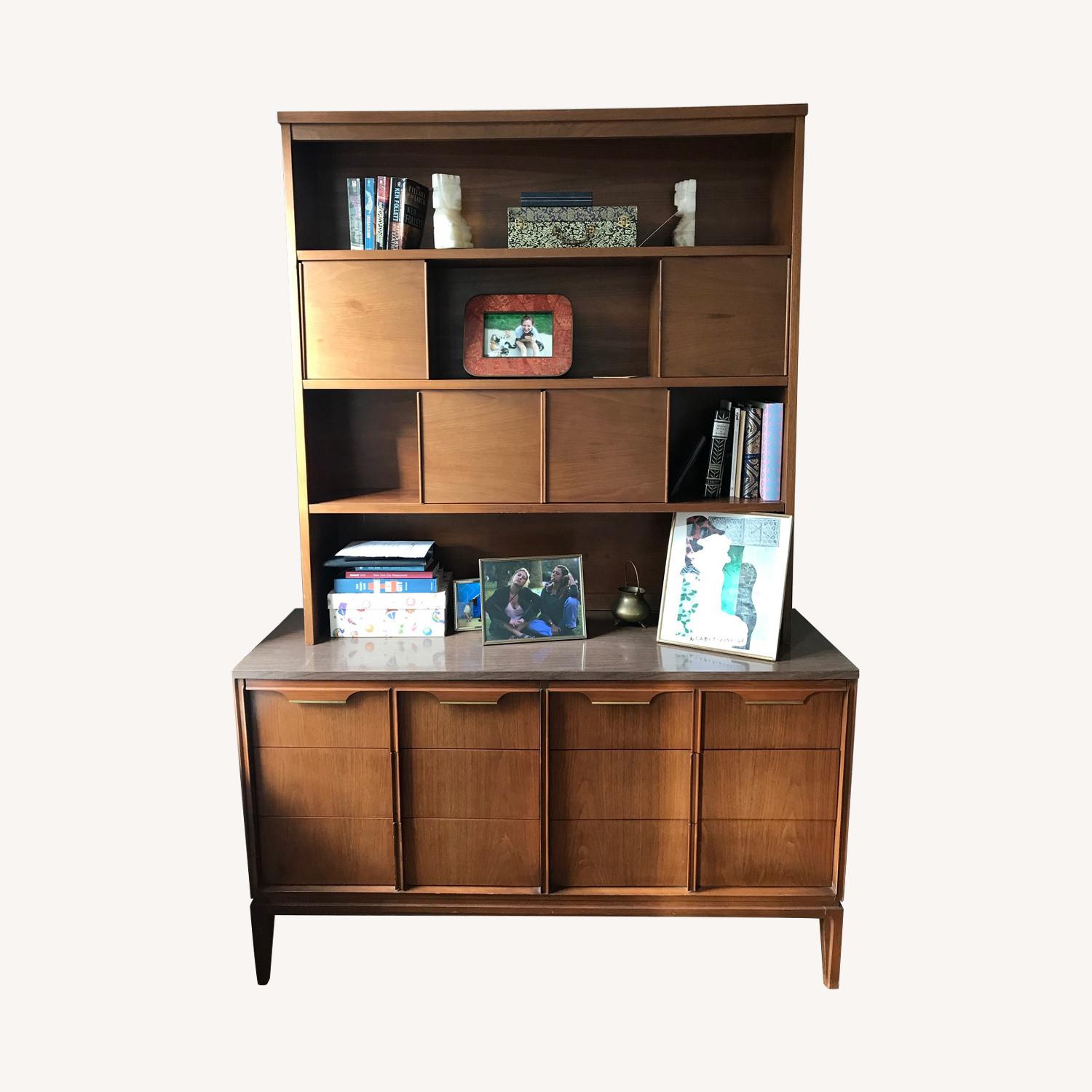 Walnut Dresser and Bookcase Hutch - AptDeco