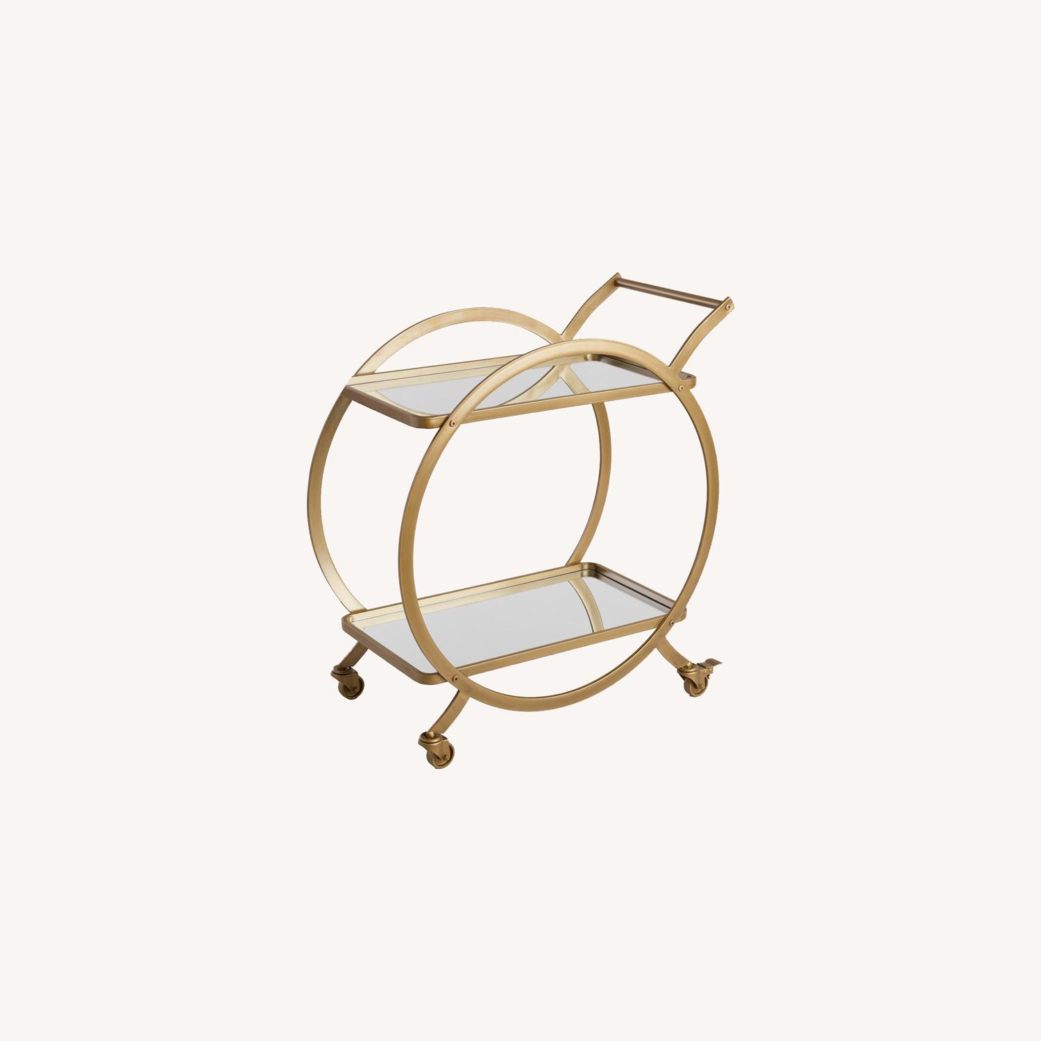2-Tier Gold Rolling Bar Cart - AptDeco