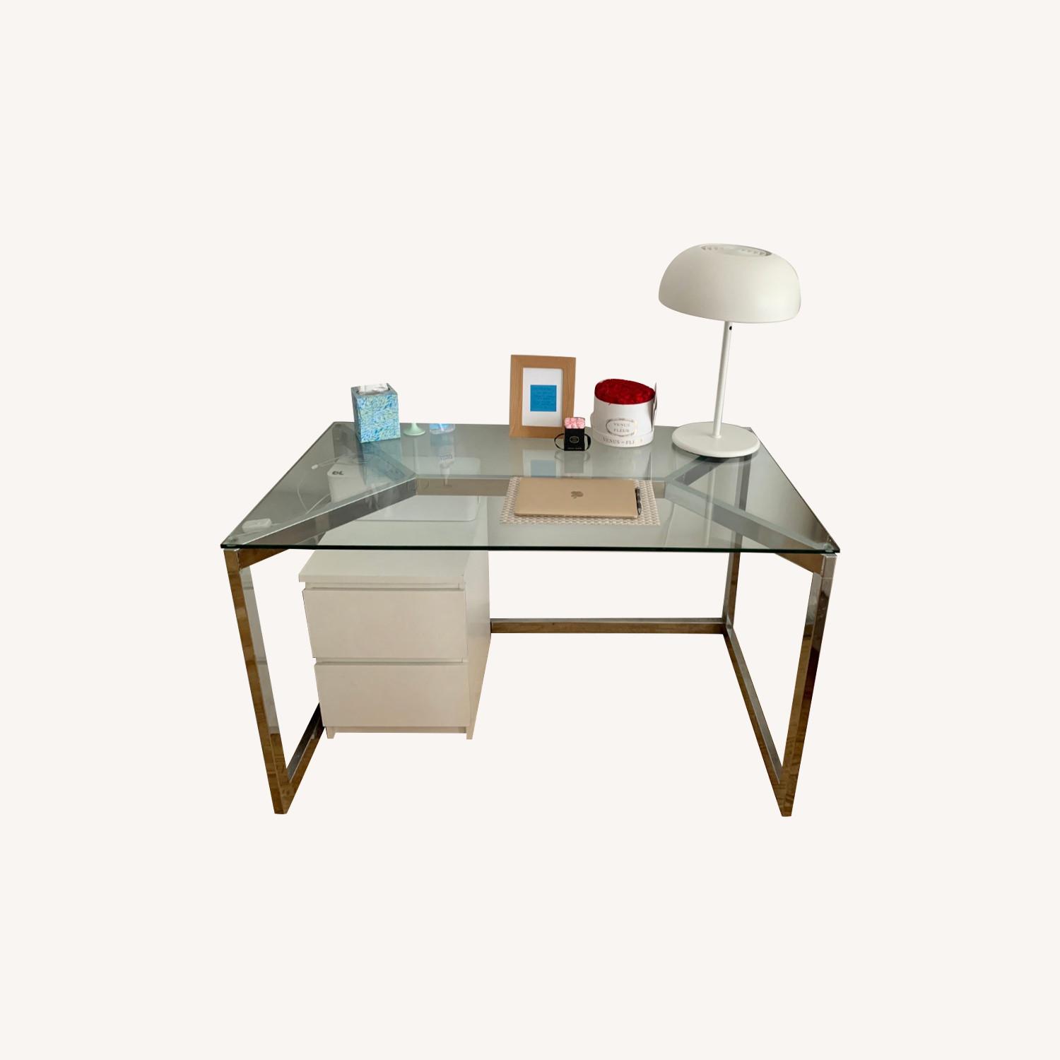 Glass Writing Desk - AptDeco