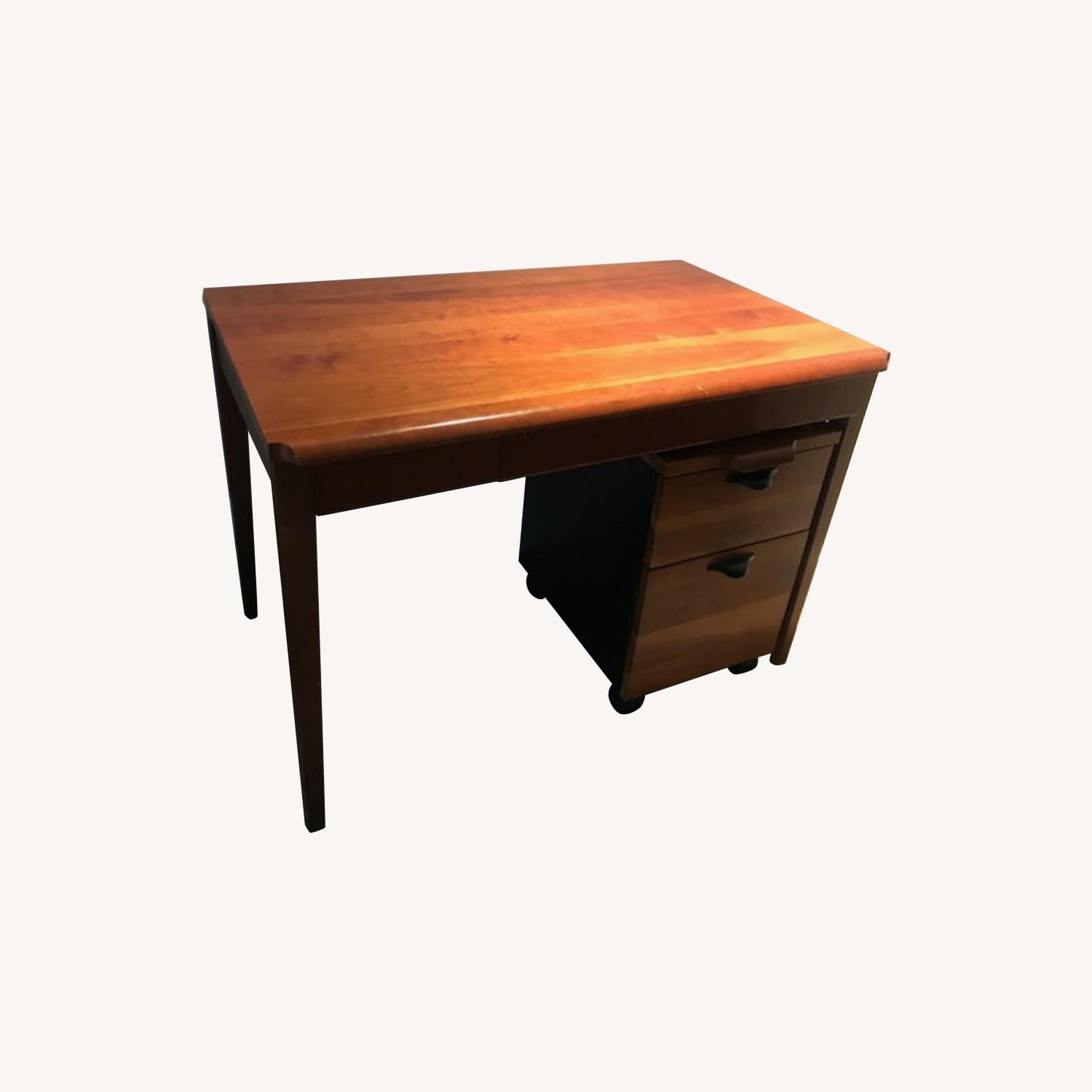Wood Desk with Filing Cabinet - AptDeco
