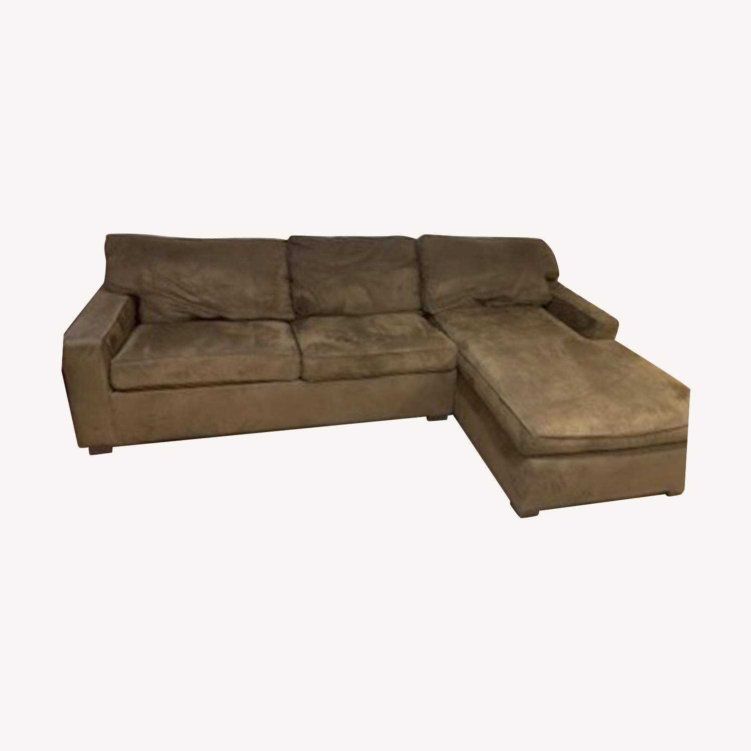 Mitchell Gold + Bob Williams Brown Microsuede Sectional Sofa - AptDeco