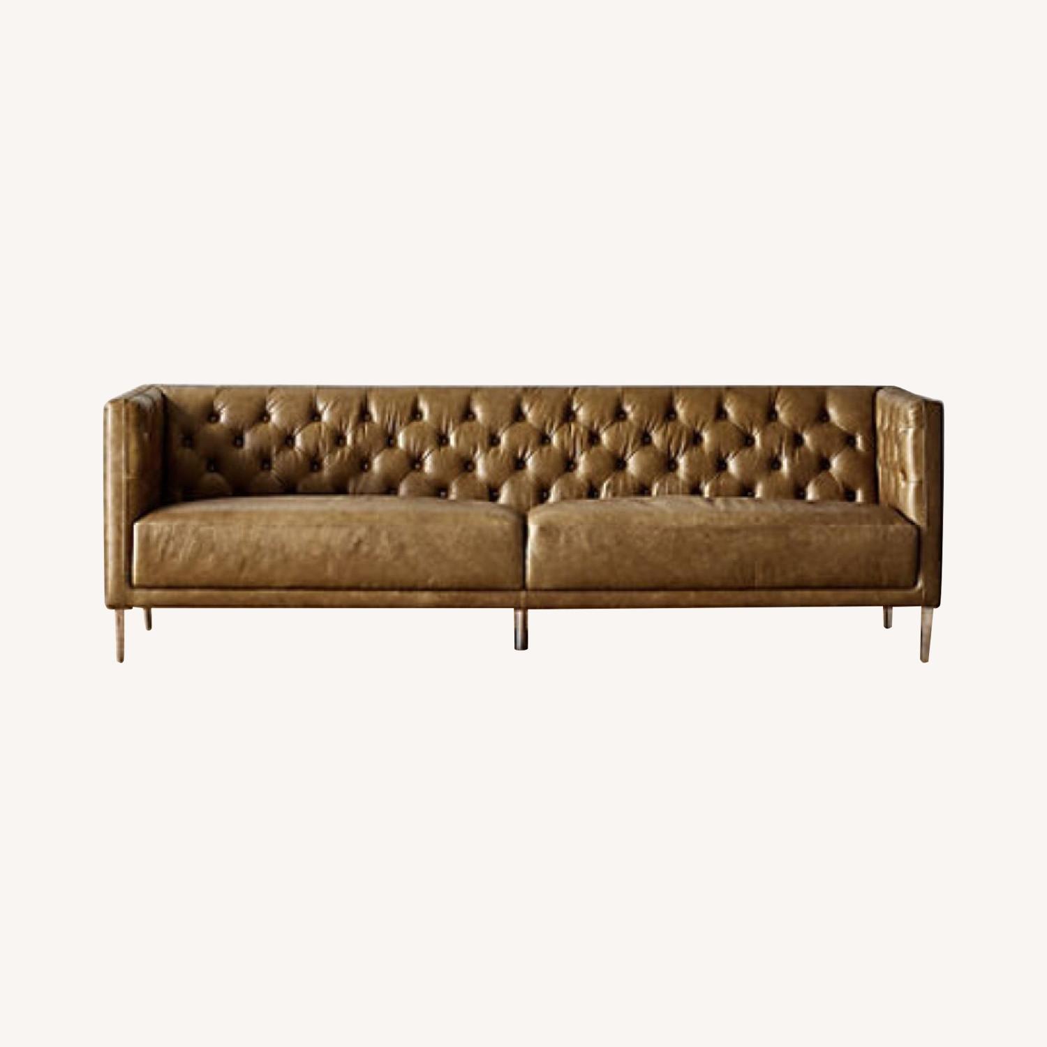 CB2 Savile Saddle Leather Tufted Sofa