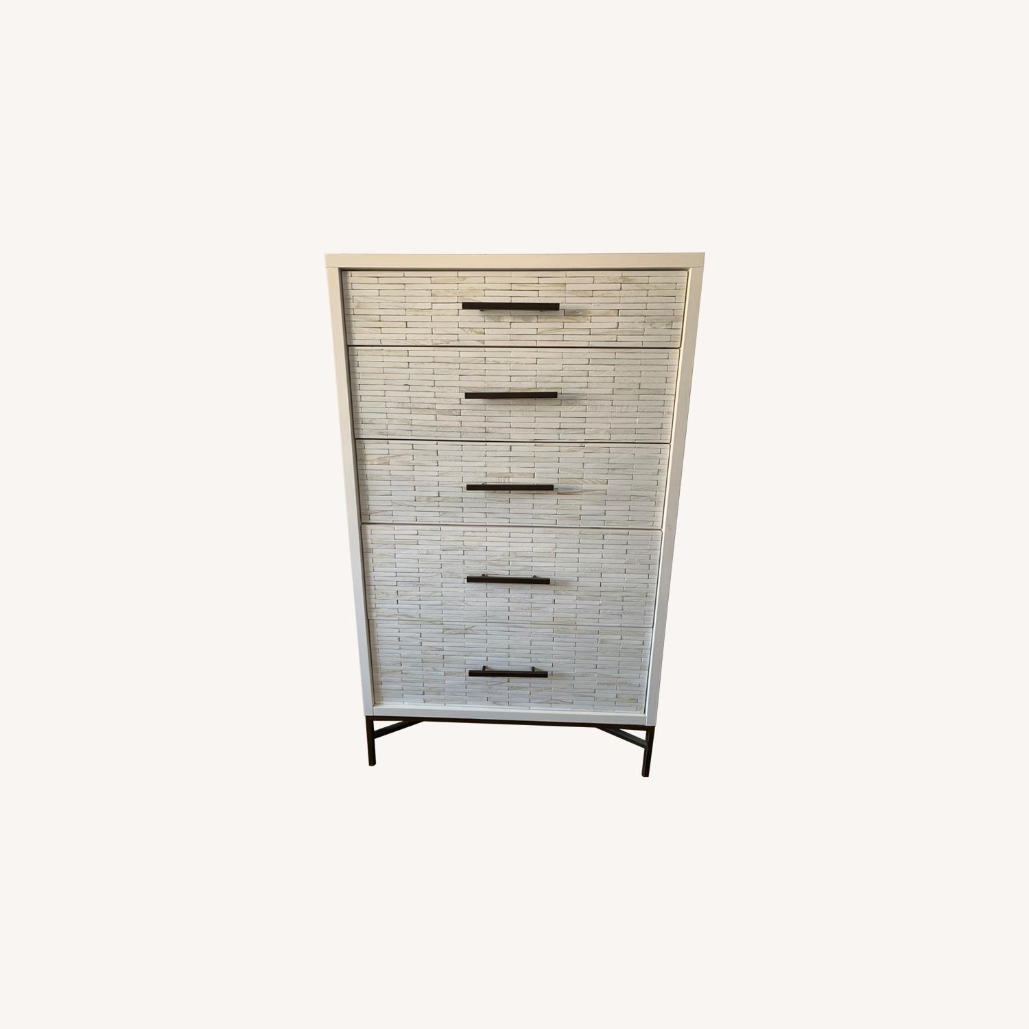 West Elm Wood Tile 5-Drawer Dresser - AptDeco
