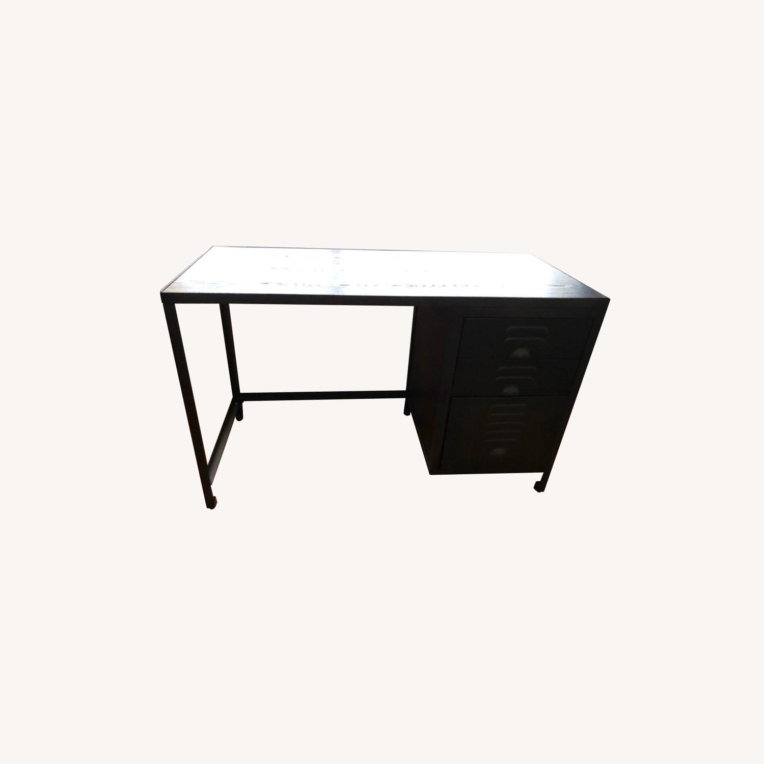Black Metal Industrial Desk with Drawers - AptDeco
