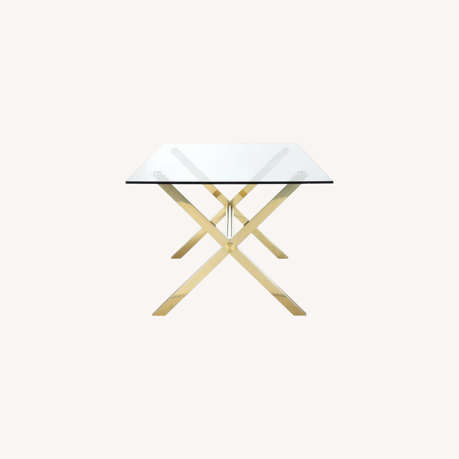 Wade Logan Glass and Gold Legs Dining Table - AptDeco