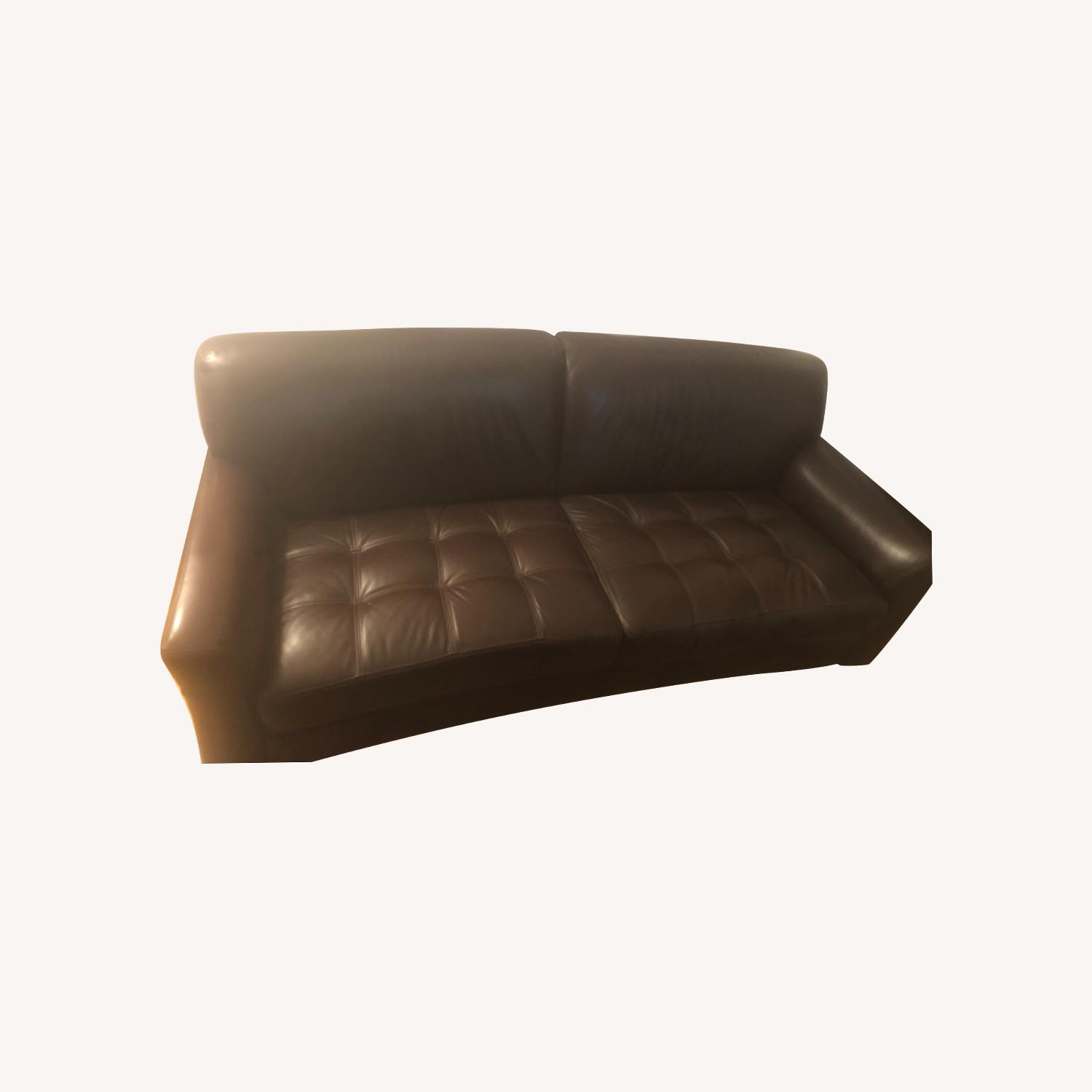 Broyhill Dark Brown Leather Sofa - AptDeco
