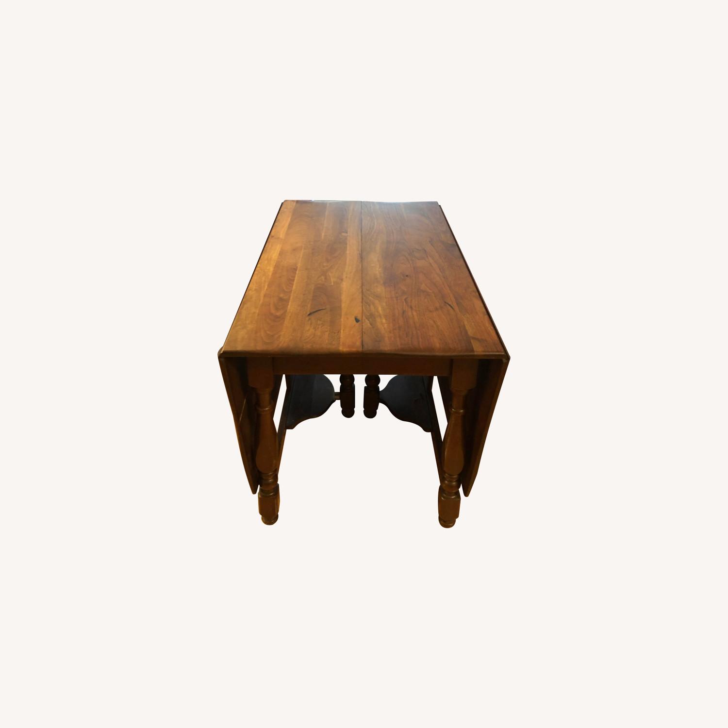 Antique Solid Walnut Drop Leaf Dining Set - AptDeco