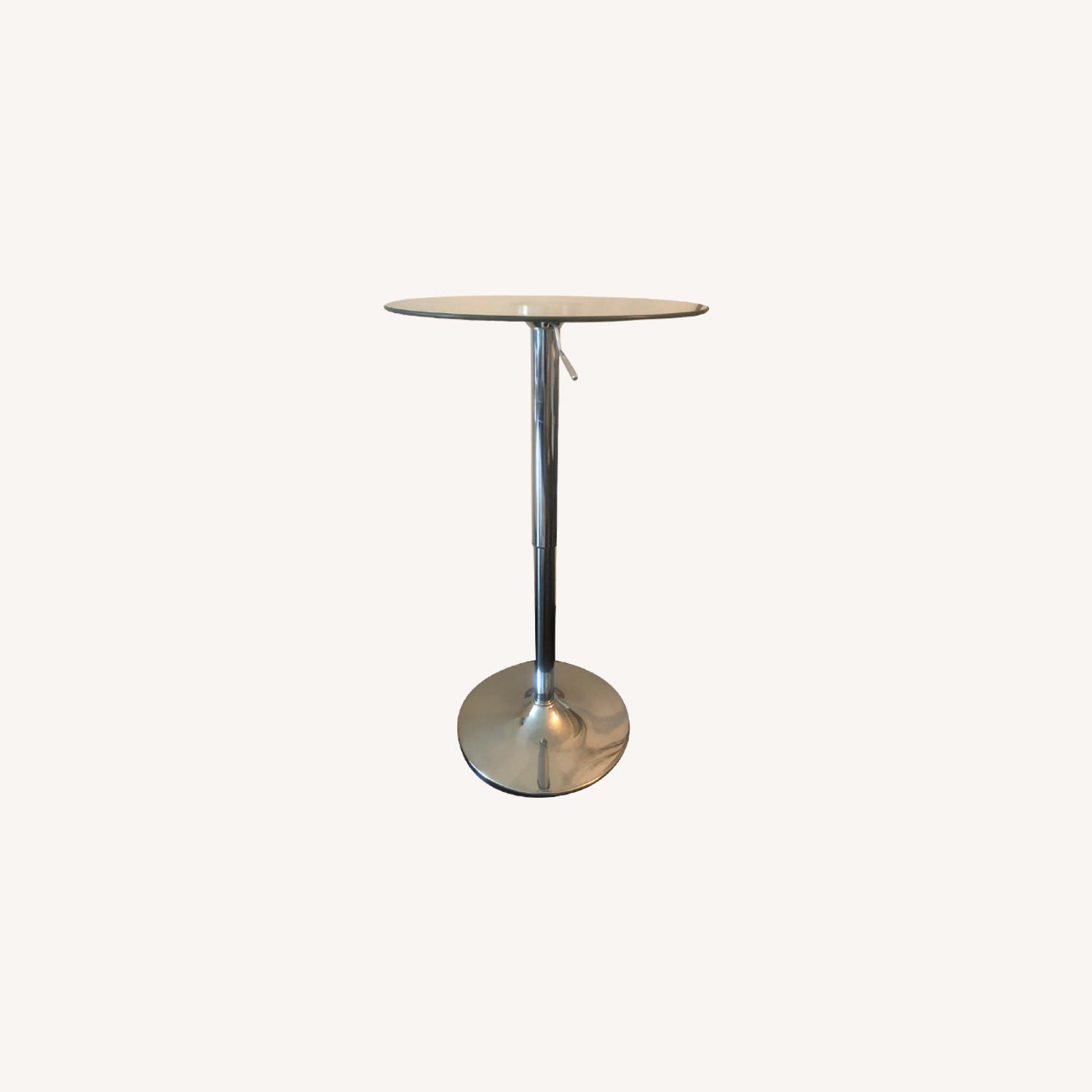 Round Adjustable Height Glass Table - AptDeco