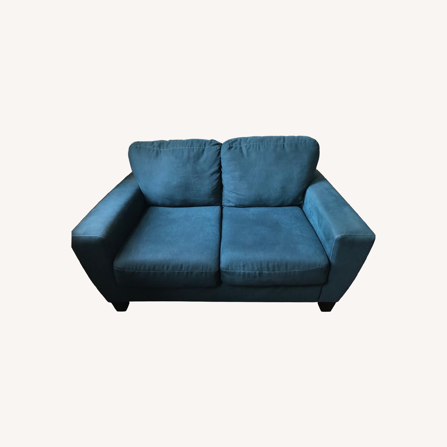 Blue Fabric Loveseat / 2 Seater Sofa - AptDeco