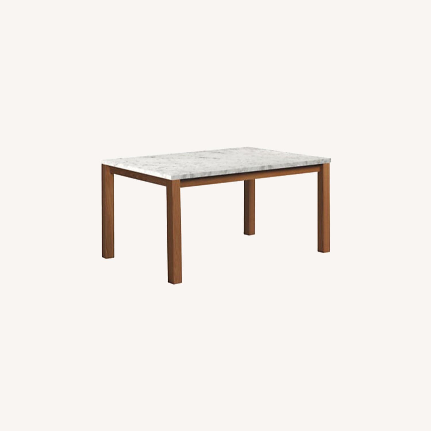 Room & Board Table White Marble and Walnut - AptDeco