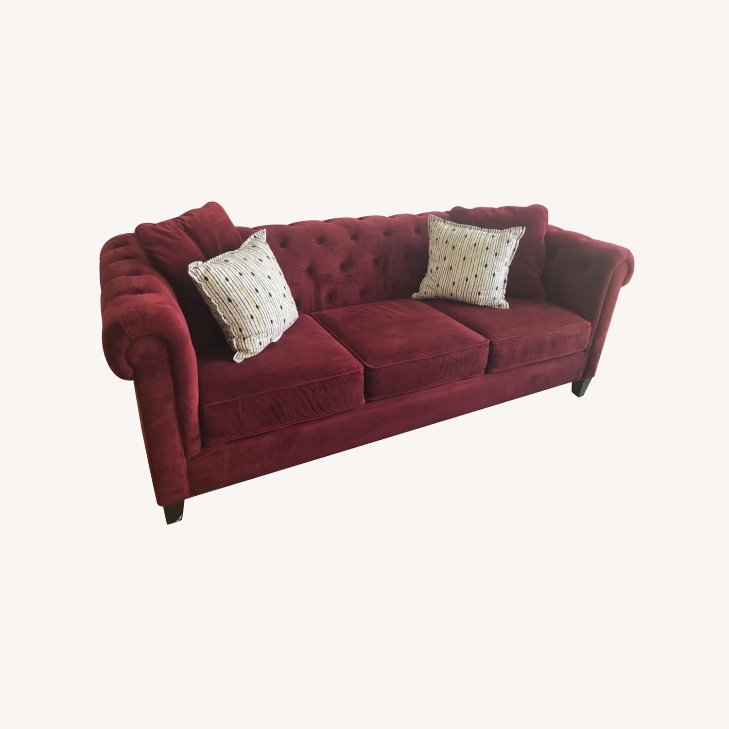 Red Suede 3-Seater Sofa - AptDeco
