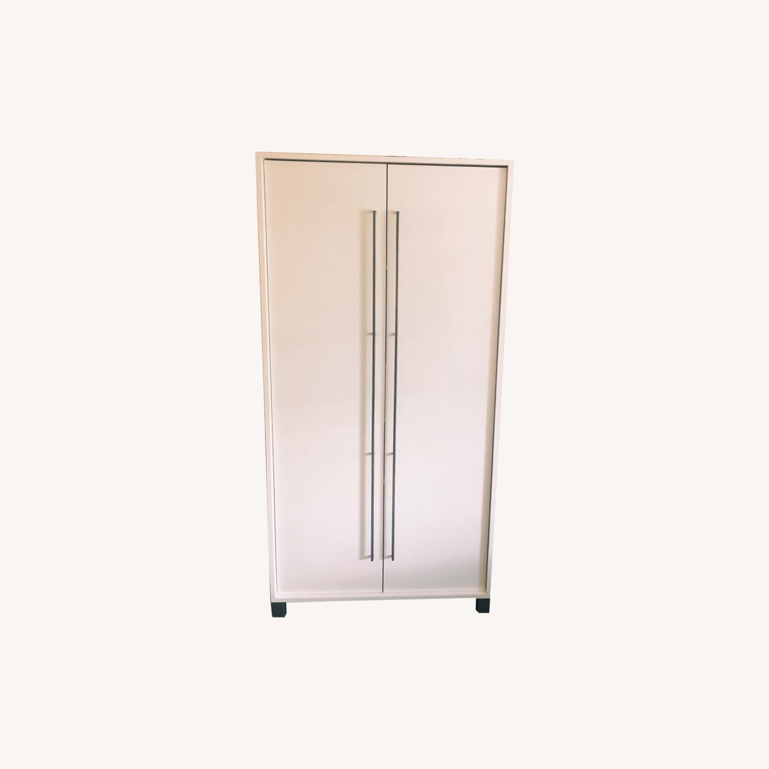 CB2 White Gloss Armoire/Storage Unit - AptDeco