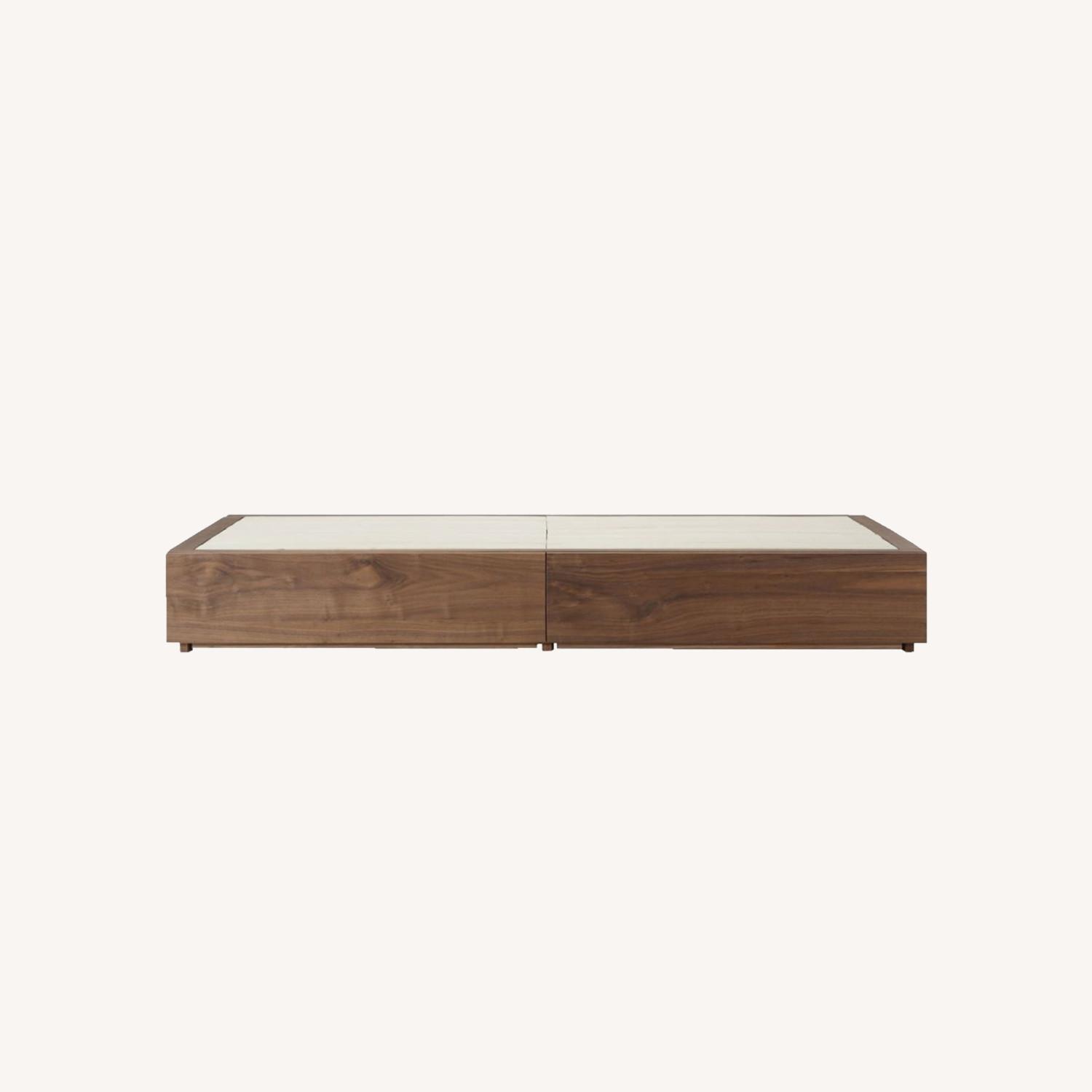 MUJI Full/Queen Walnut Storage Bed - AptDeco