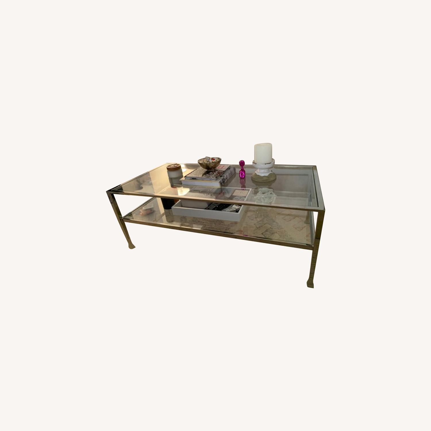 Pottery Barn Tanner Glass & Metal Coffee Table - AptDeco