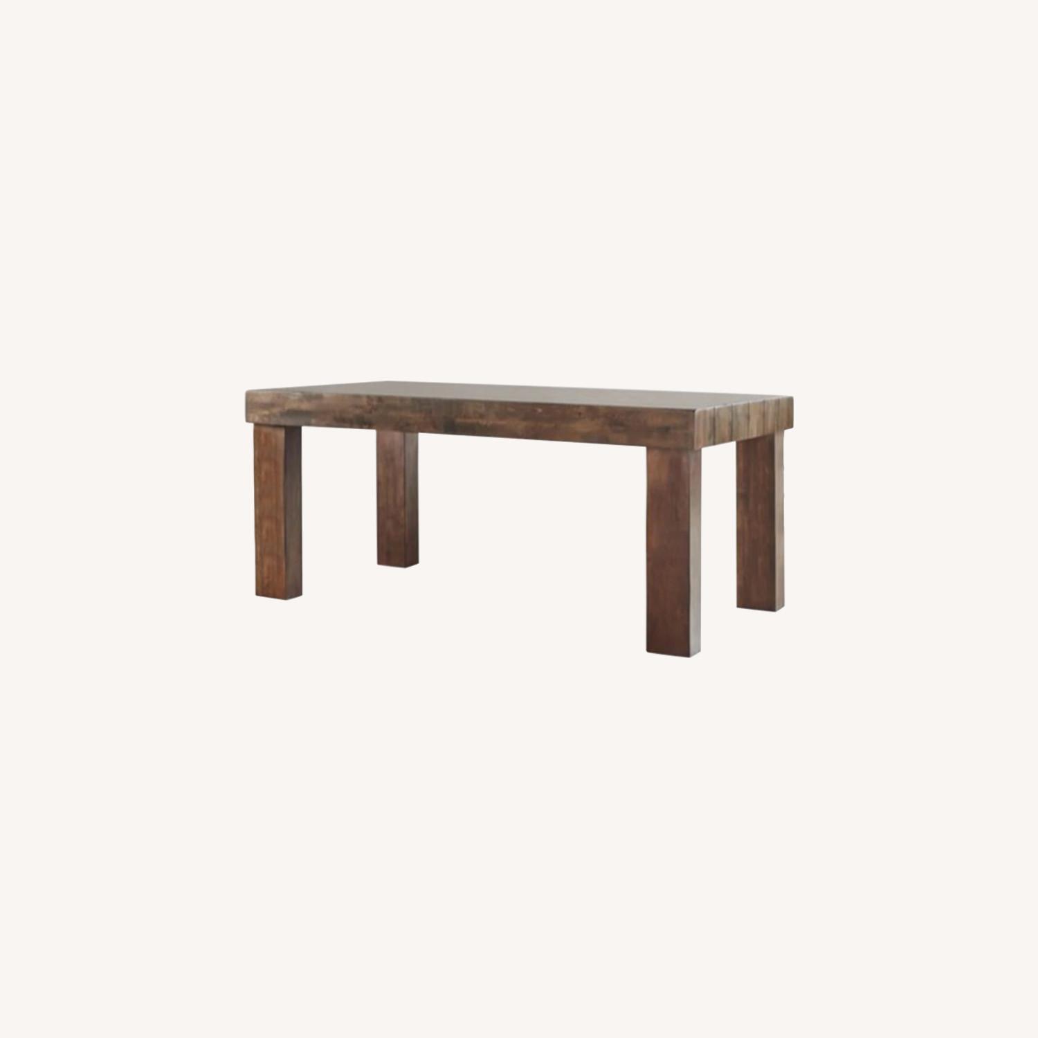 Rowan Rustic Burnished Oak Table & Bench - AptDeco
