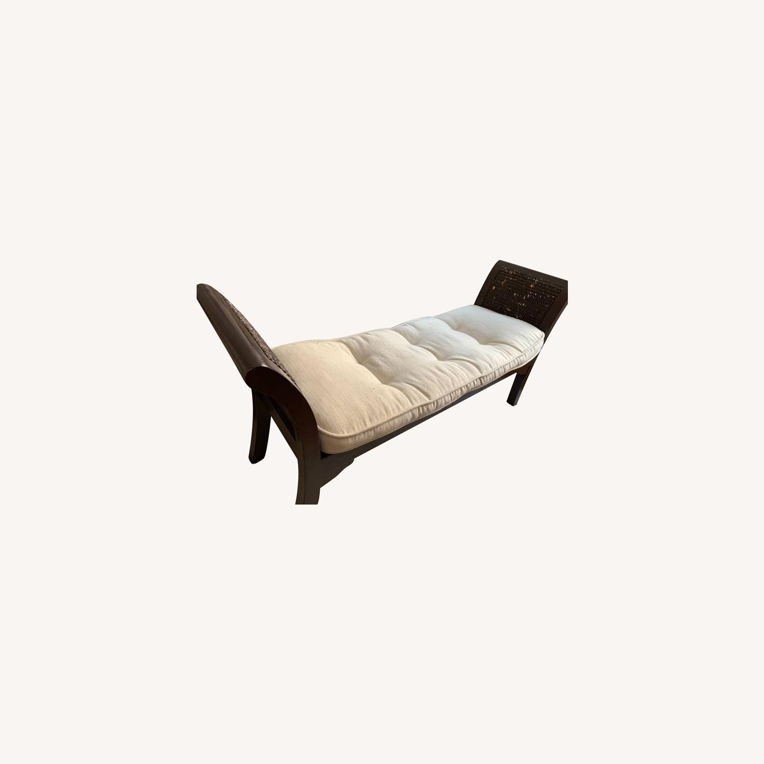 Pier 1 Sturdy Brown Bench with Cushion - AptDeco