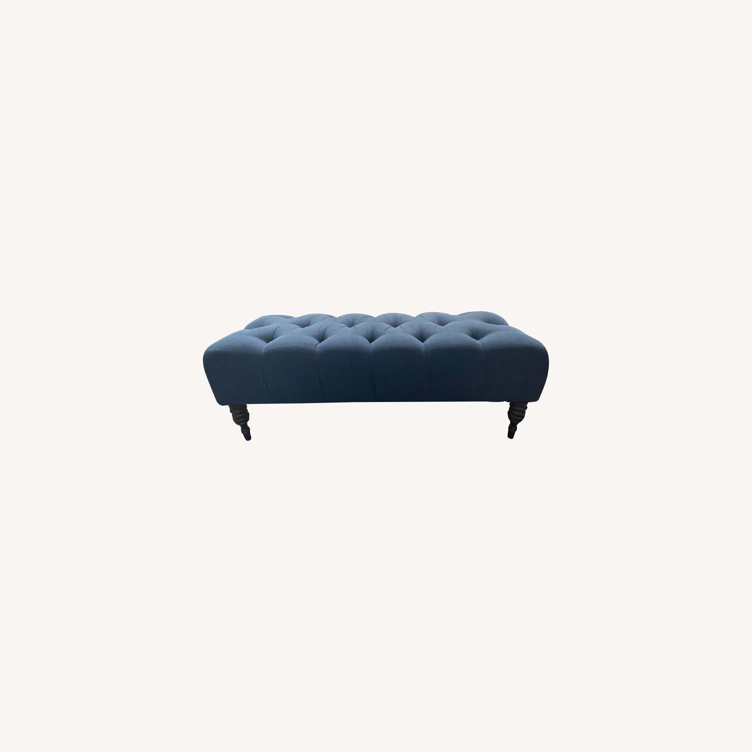 Navy Blue Tufted Upholstered Bench - AptDeco