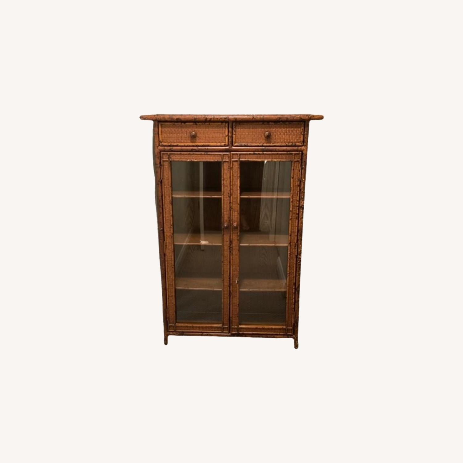 Asian Inspired Bookcase with Glass Doors - AptDeco