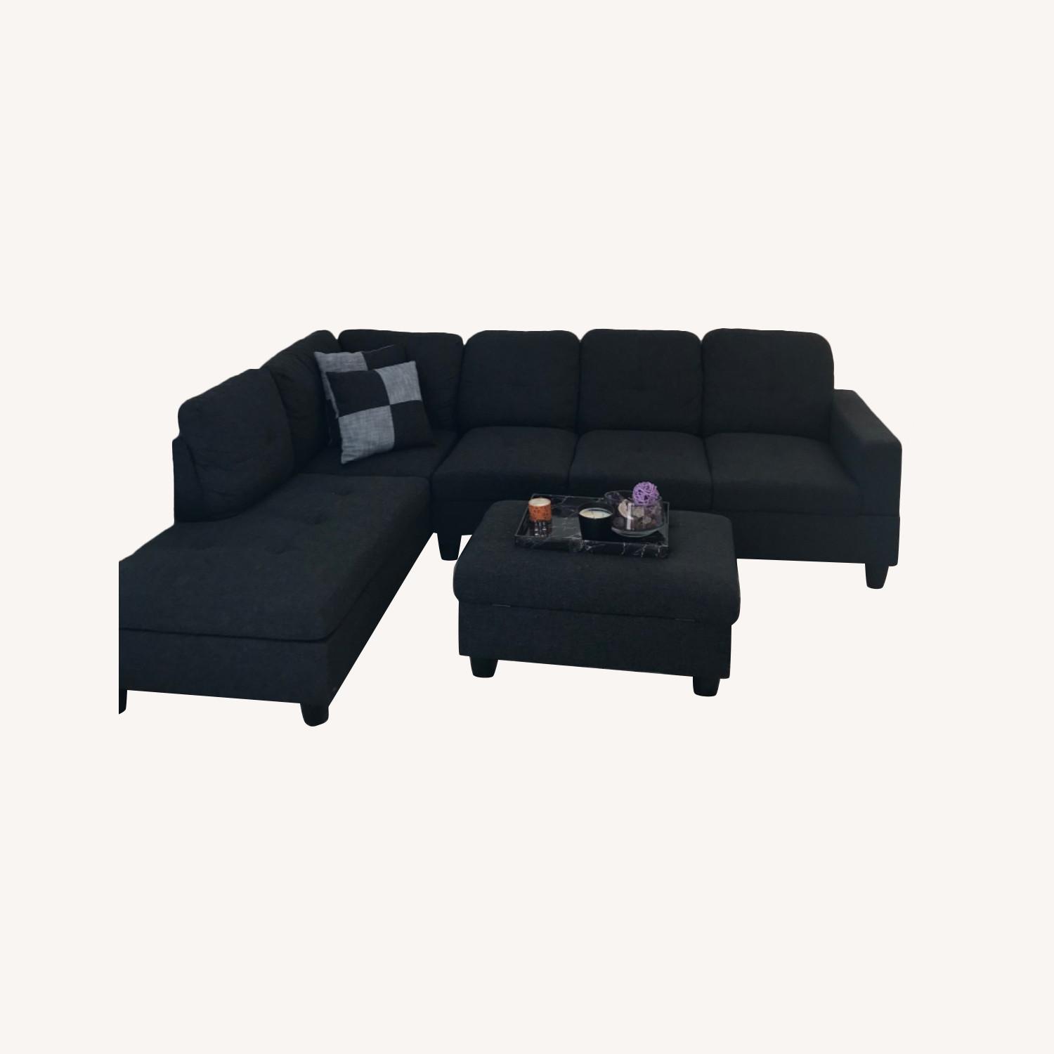 Dark Grey L-Shaped Sofa - AptDeco