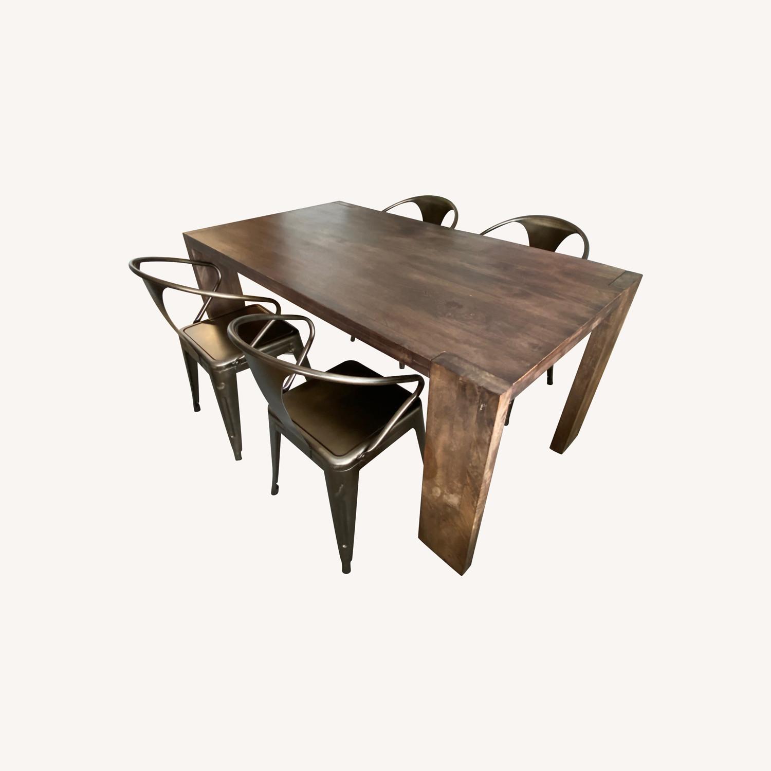 CB2 BLOX Dining Table + 4 Industrial Style Chairs - AptDeco