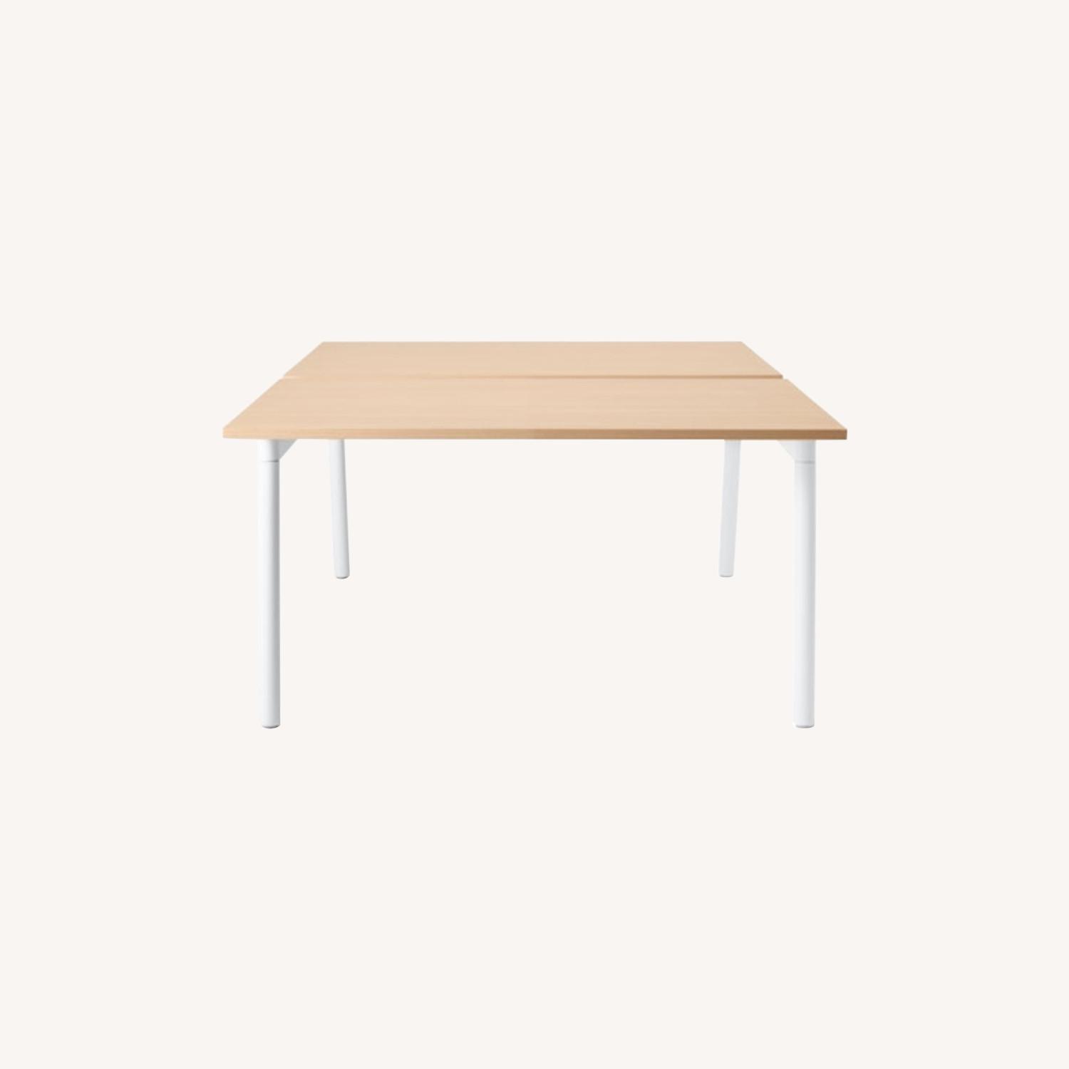 Poppin Series A Double Desk for 2 Natural Oak - AptDeco