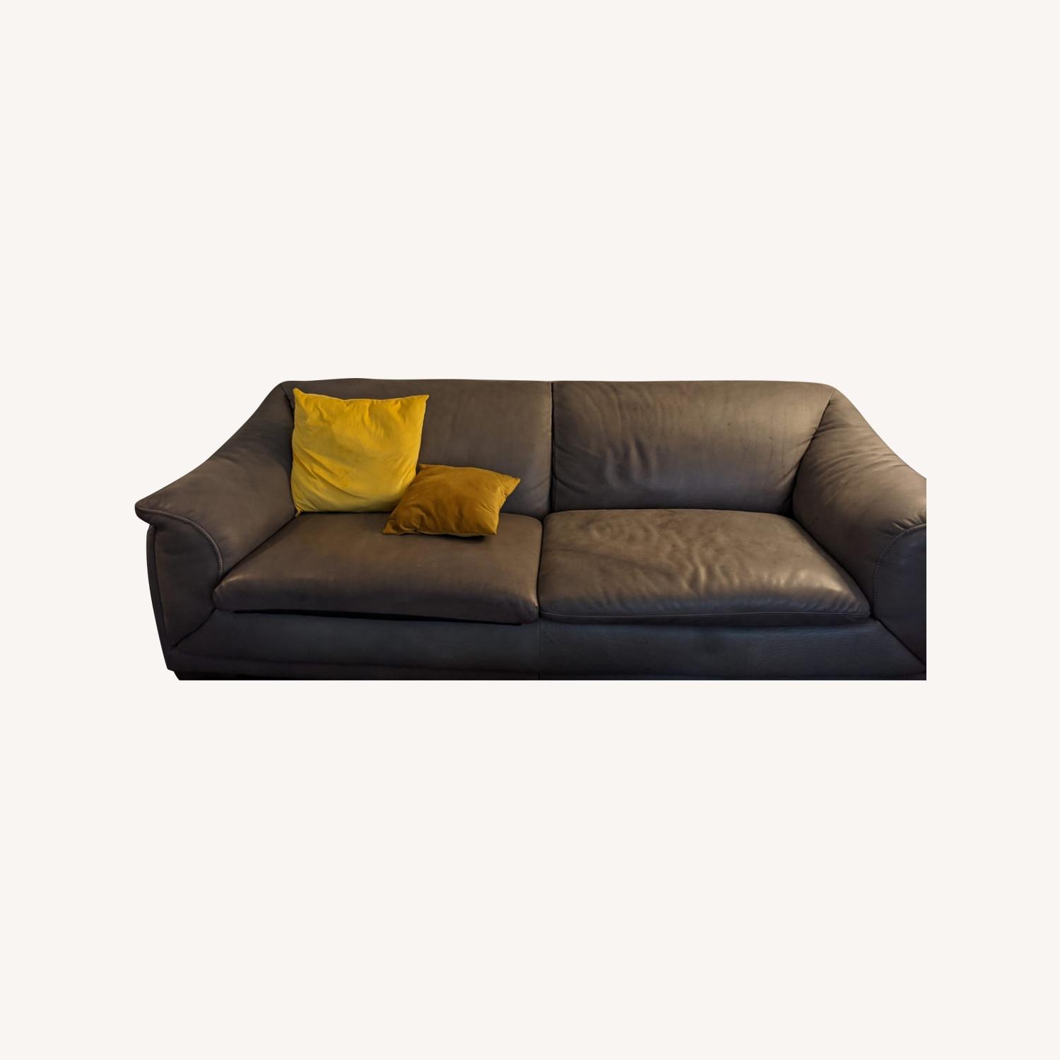 Natuzzi Editions Grey Leather Sofa - AptDeco