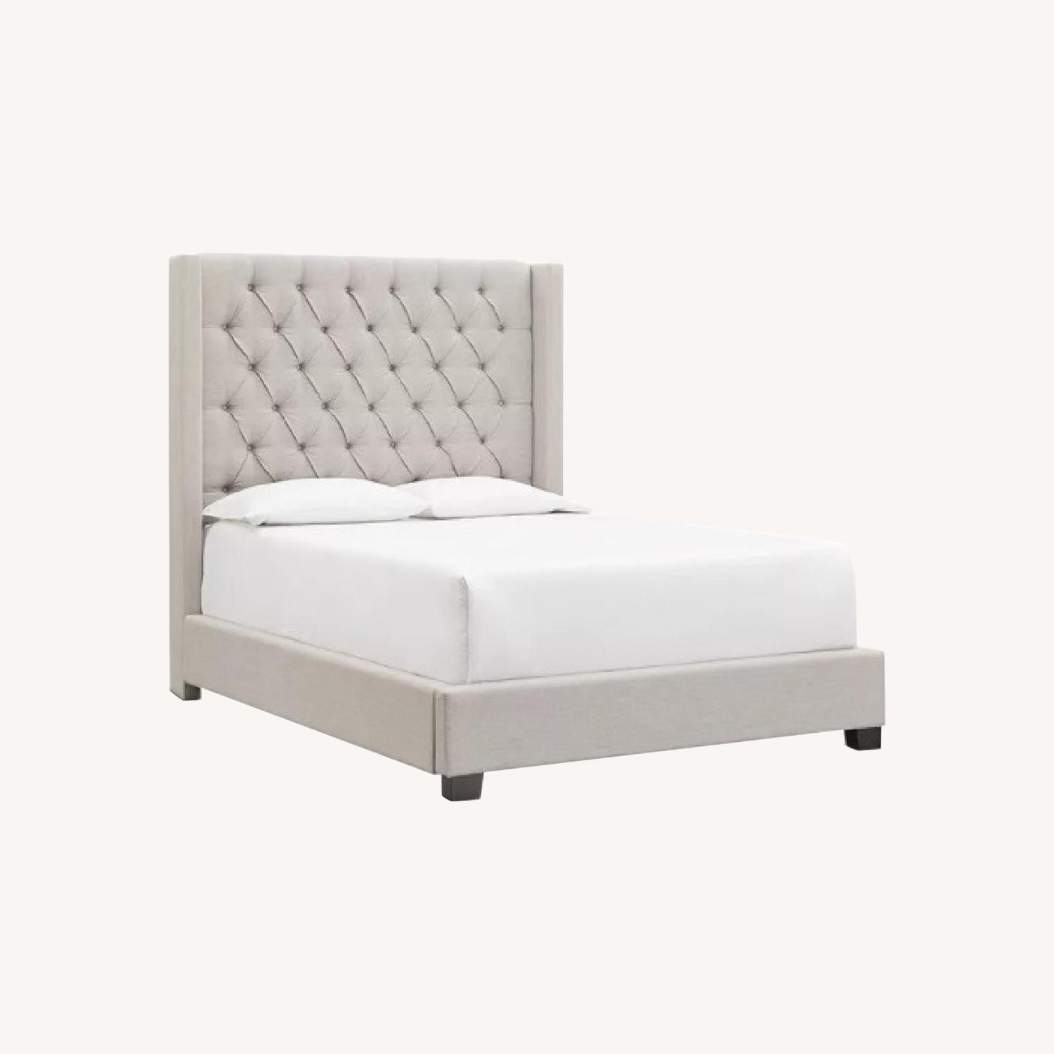 Monroe Queen Sized Winged, Tufted Bed Frame - AptDeco