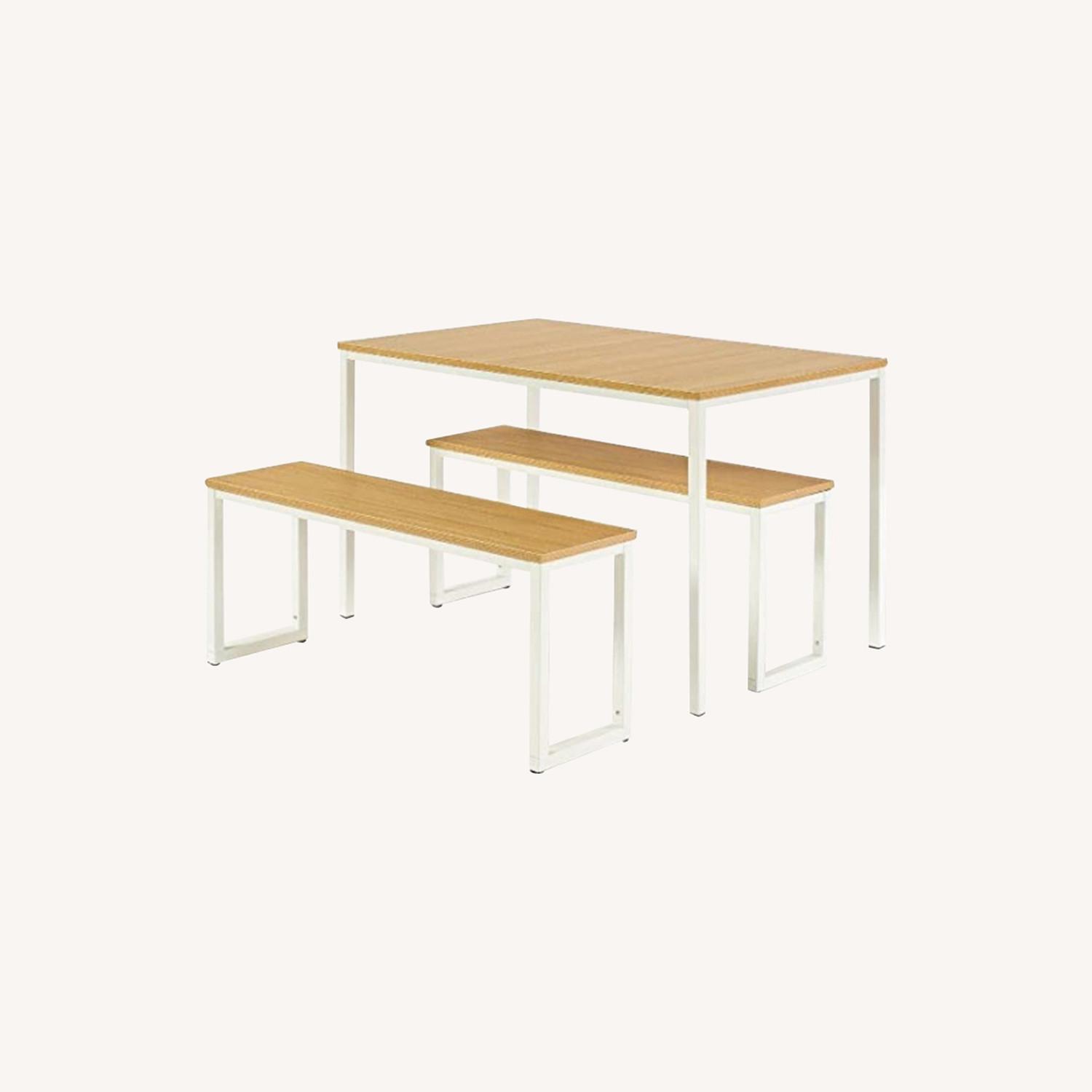 Modern Dining Table Set with Benches - AptDeco