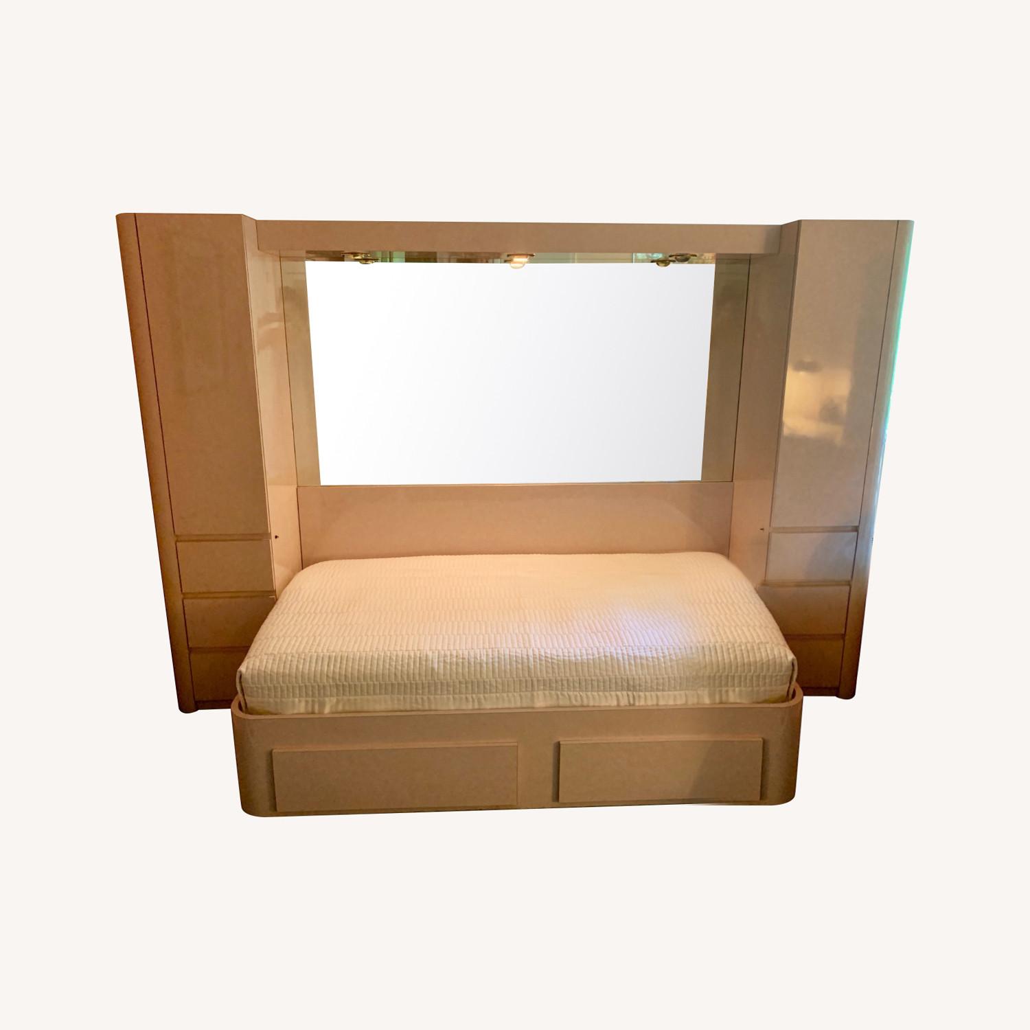 Contemporary Formica Platform Bed with Storage - AptDeco